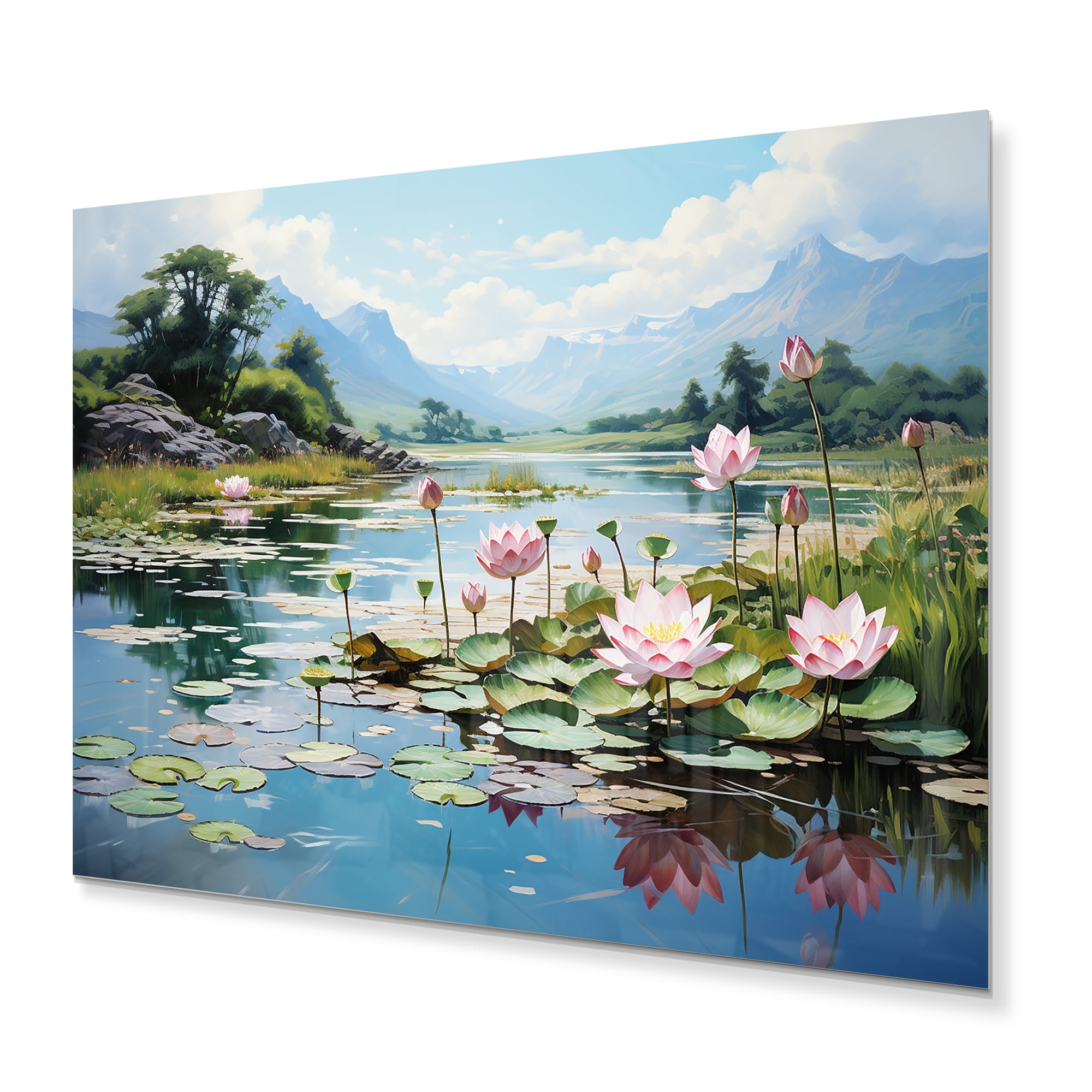 Designart "Jade Lotus China Art painting II" Chinese Metal Art Print ...