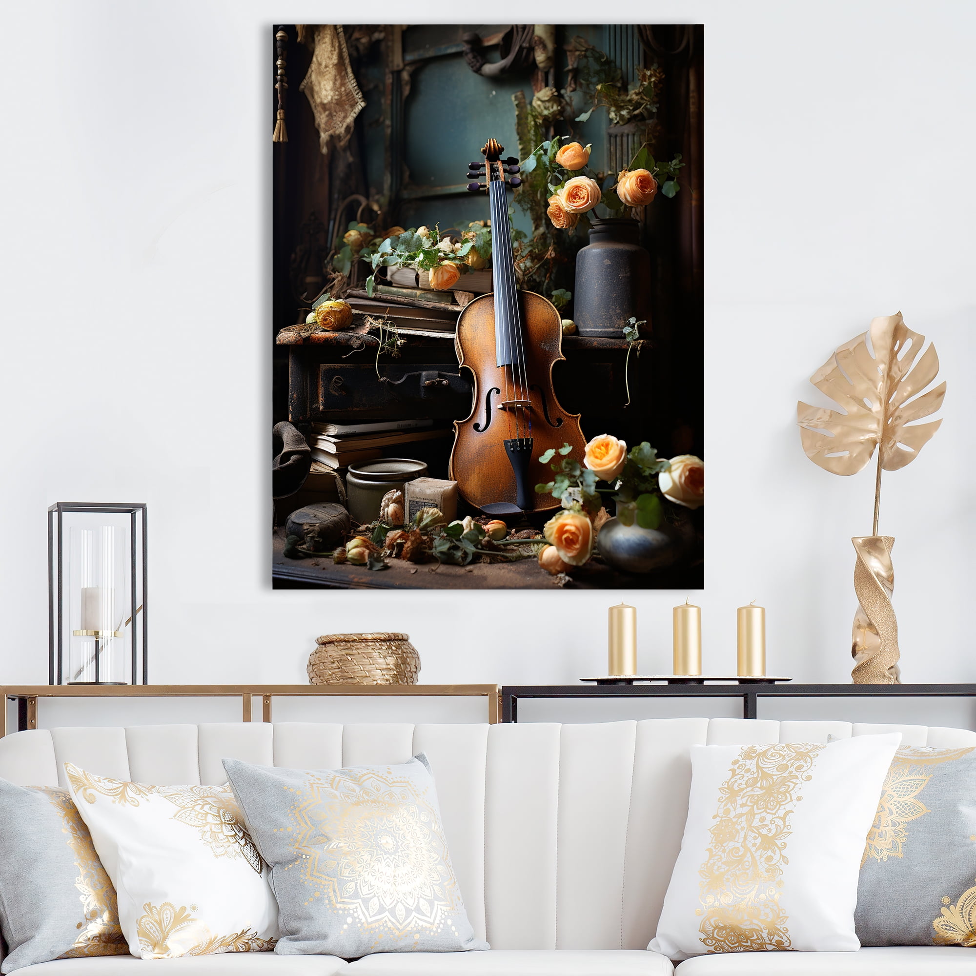 Designart "Jam Earthy Music Bluegrass wall art I" Entertainment Wall ...