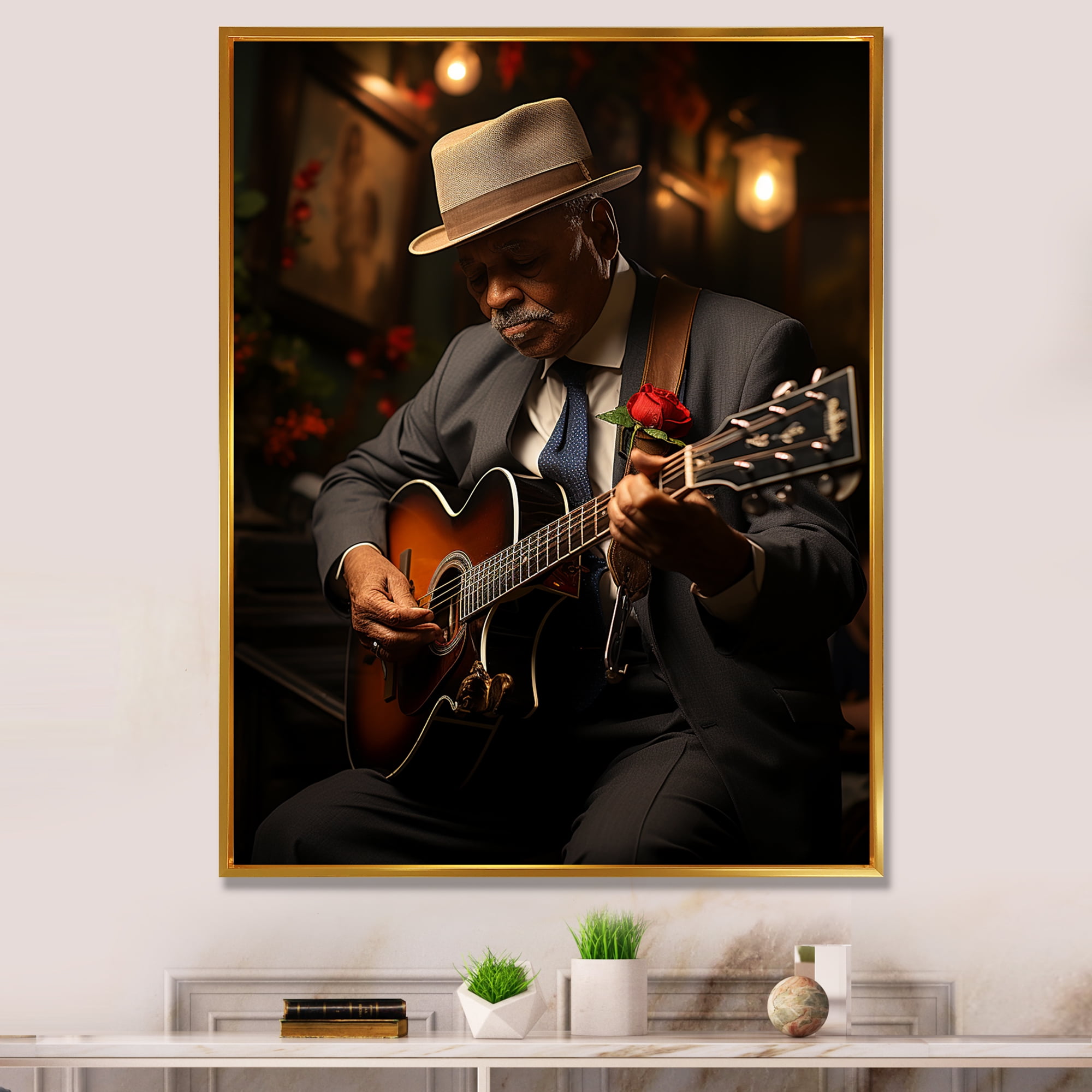 Designart "Jam Earthy Music Bluegrass wall art II" Portrait Floater ...