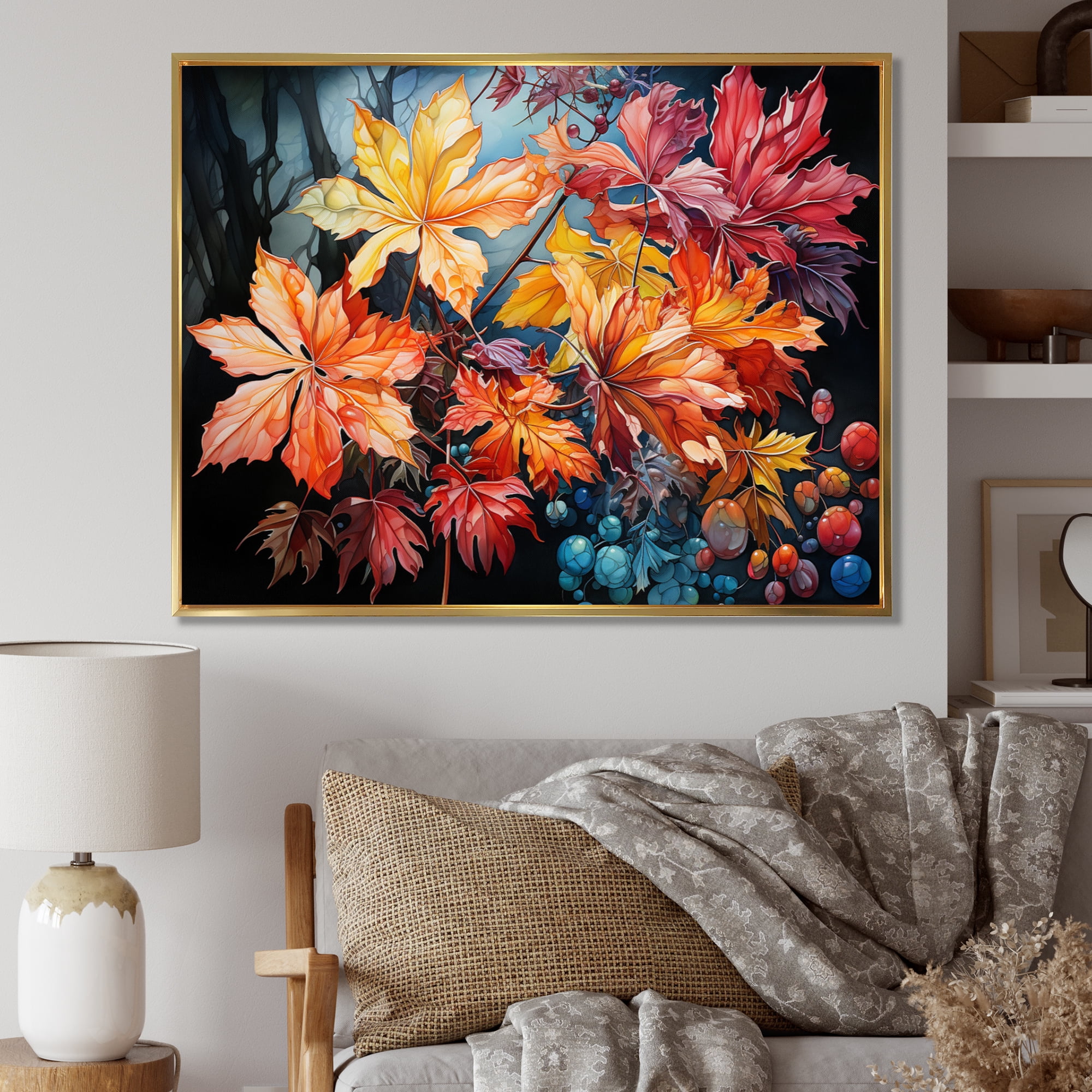 Designart "Japanese Maple composition I" Japan Art Floater Framed Wall ...