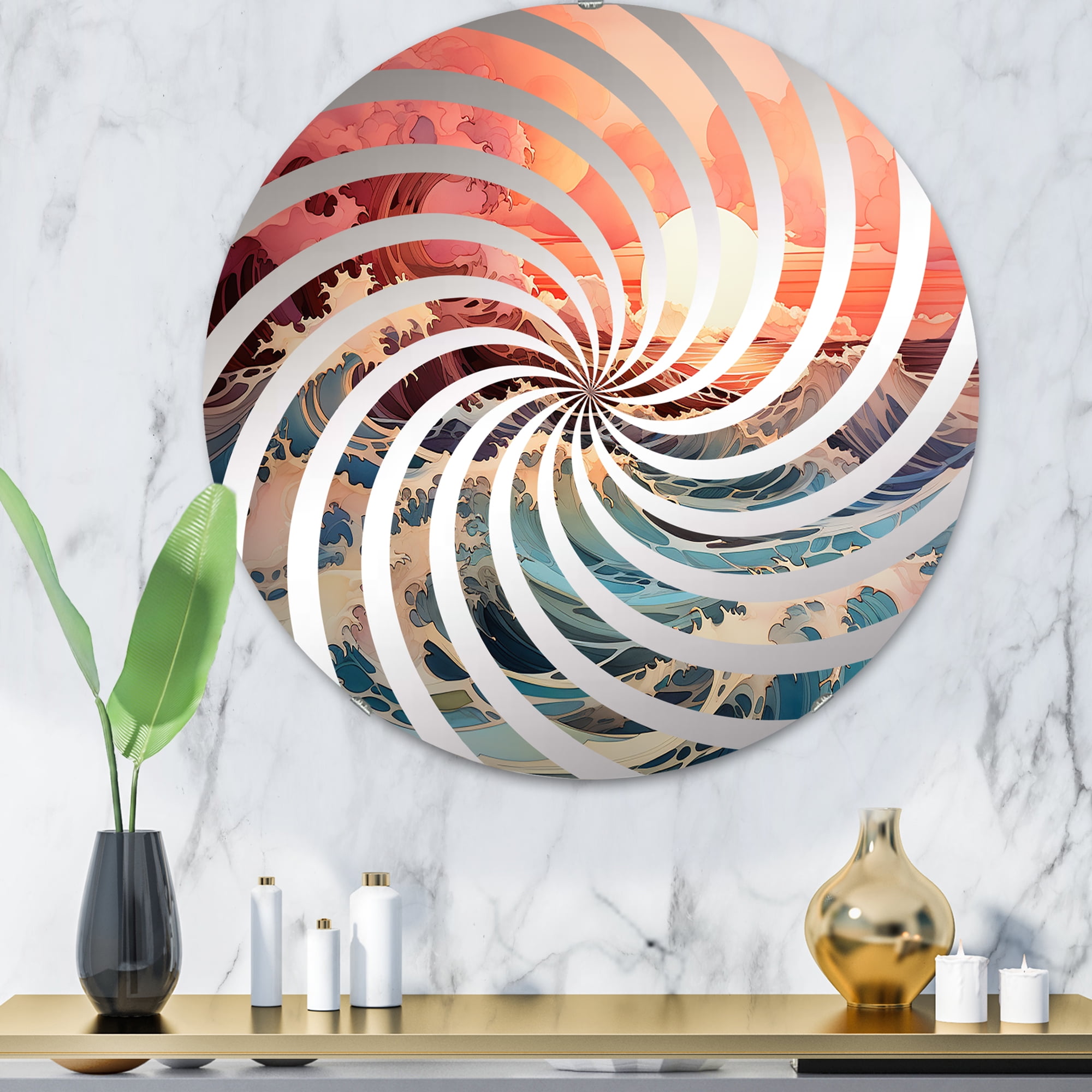 Designart "Japanese Sea Storm Scene III" Storms Vortex Round Wall ...