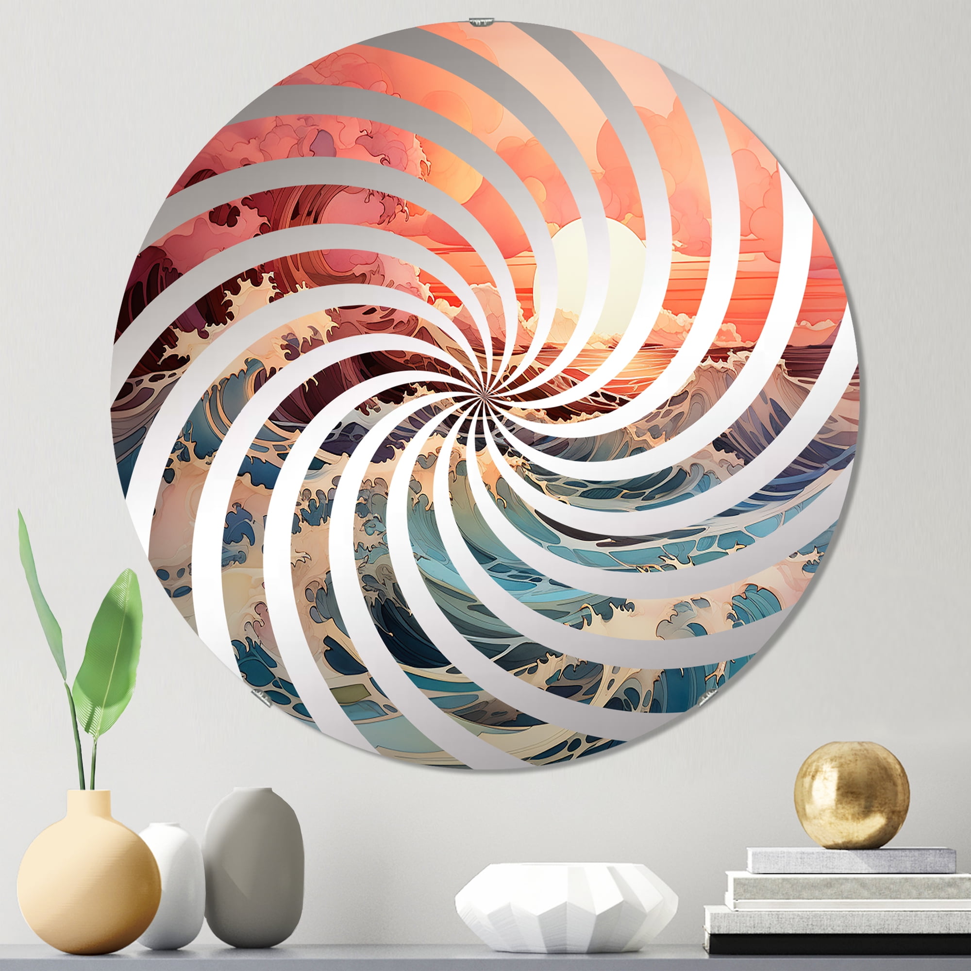 Designart "Japanese Sea Storm Scene III" Storms Vortex Round Wall ...