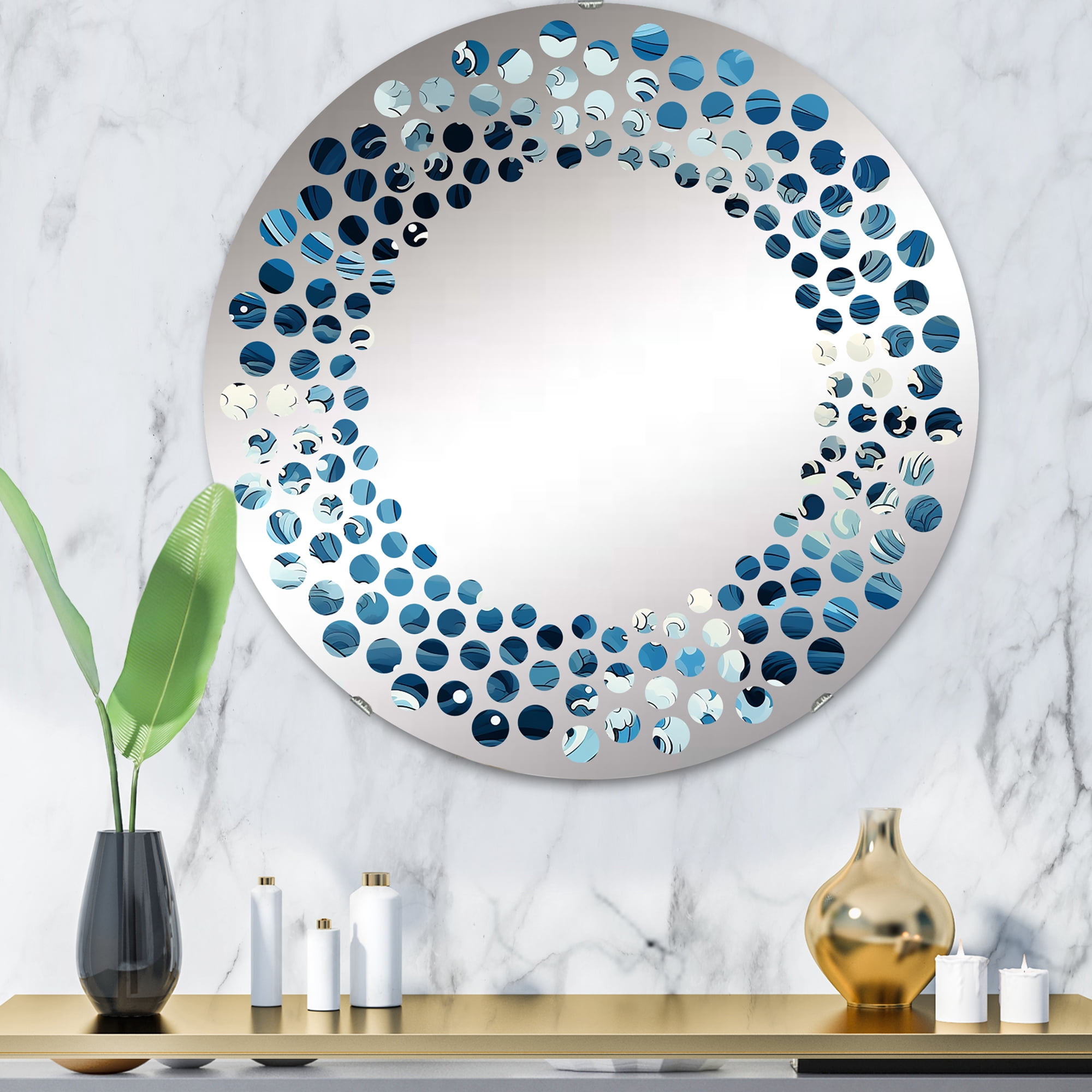 Designart "Japanese Waves by Hokusai I" Coastal Polka Dot Round Wall ...