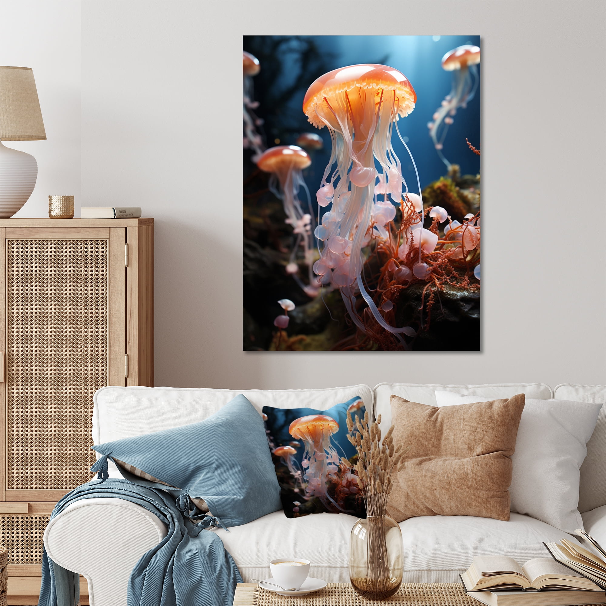 Designart "Jellyfish Portrait Animal I" Jellyfish Metal Wall Art Prints ...