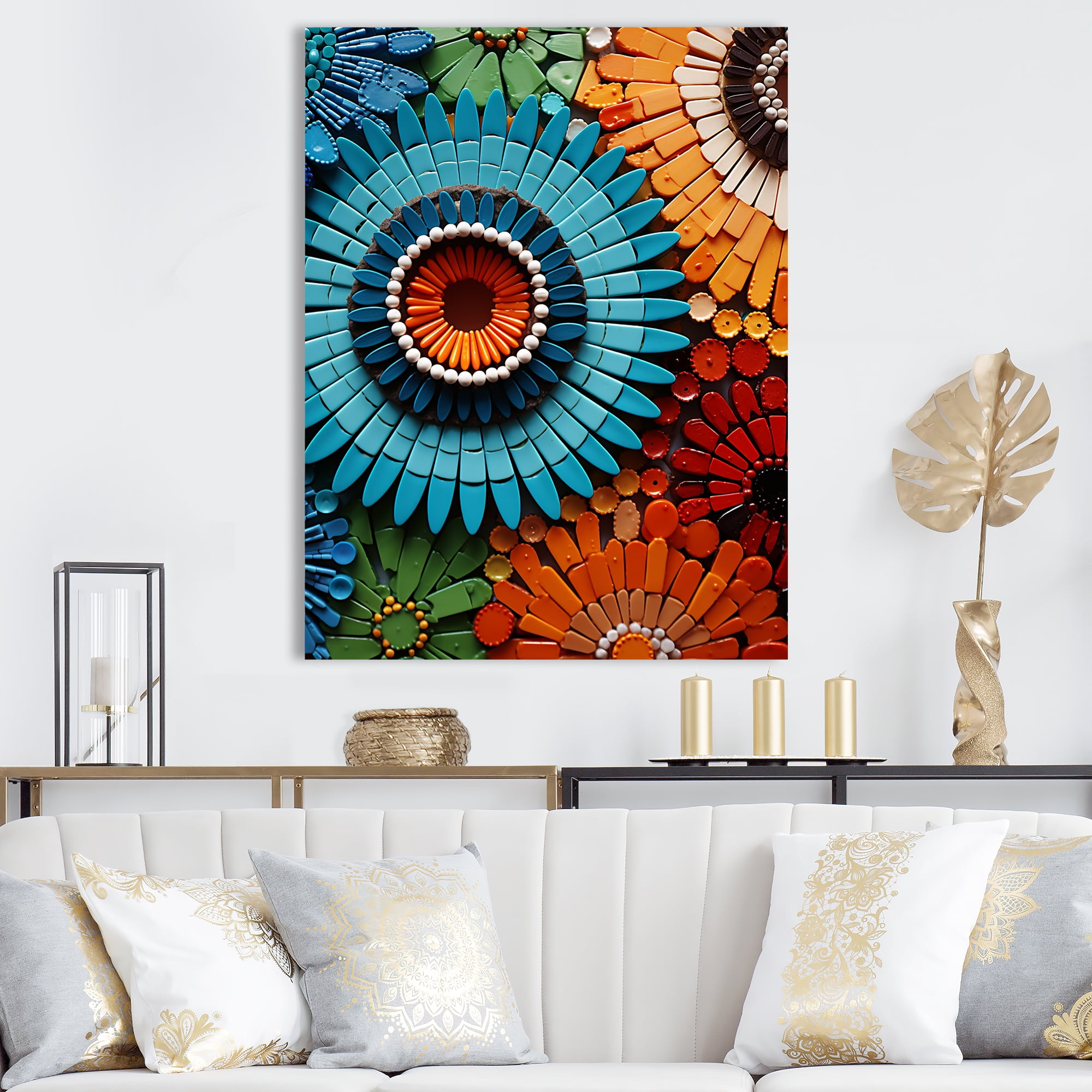 Designart "Jeweled Grotto with Geode Tiles" Landscapes Canvas Wall Art ...