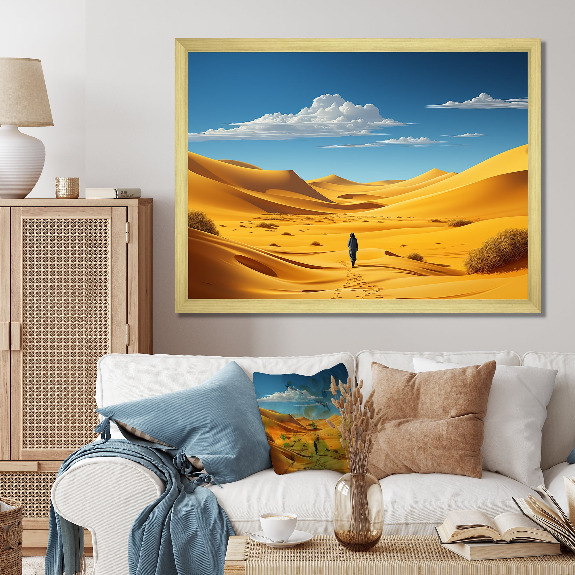 Designart "Journey Across Yellow Azure Sands" Astronomy & Space Framed ...