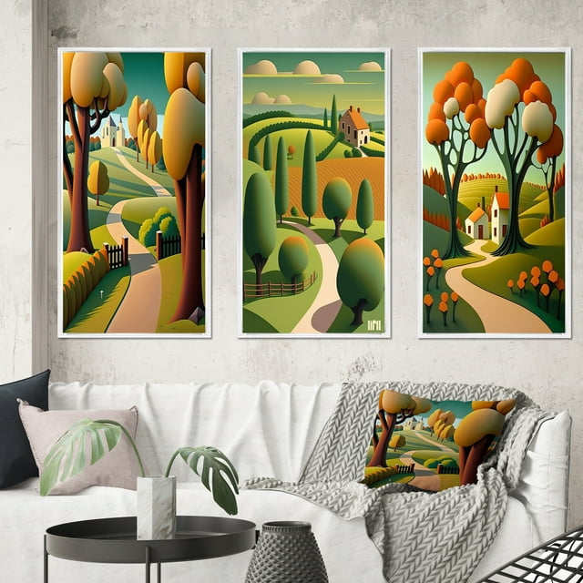 Designart "Journey through Mountains Rustic Road VI" Abstract Landscape ...