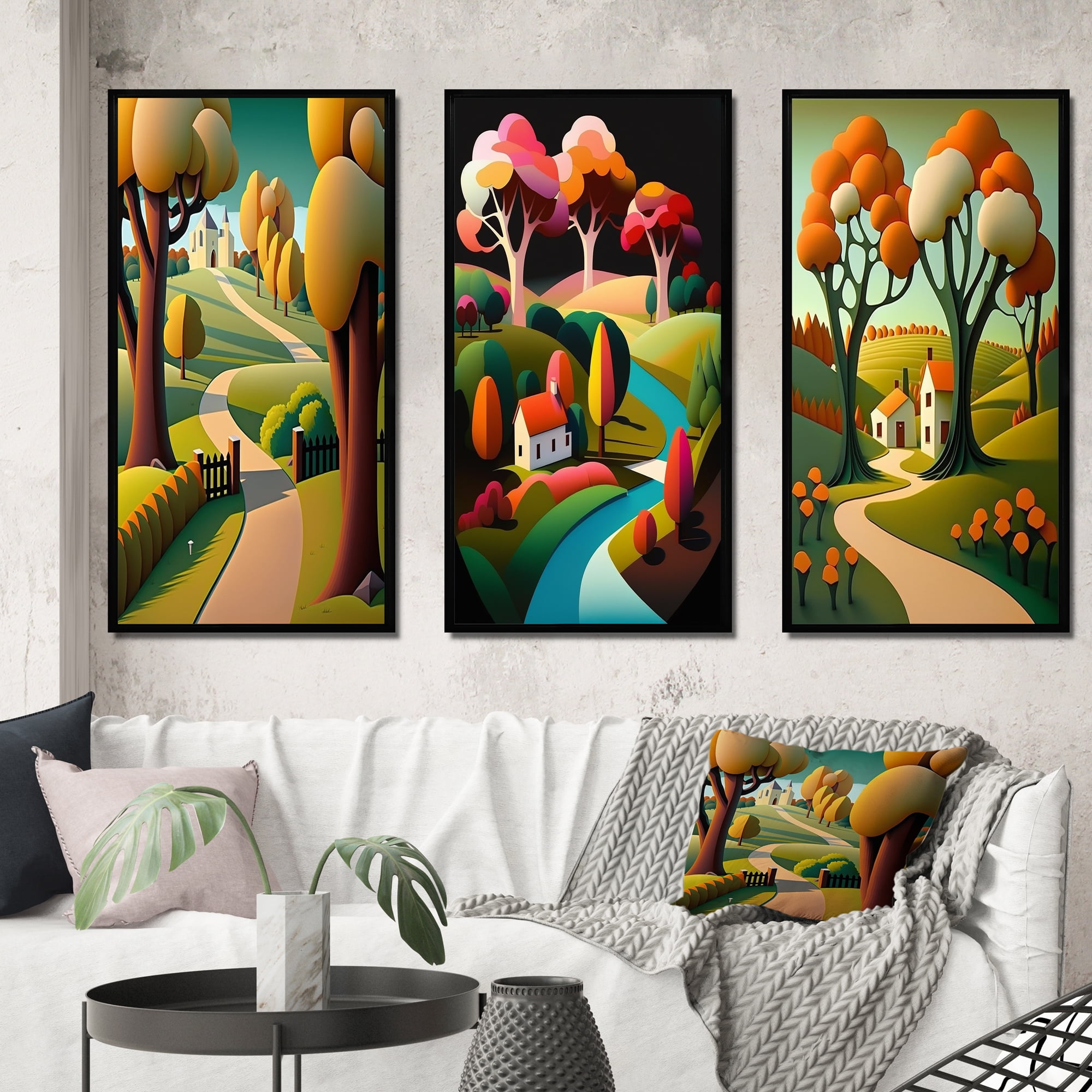 Designart "Journey through Mountains Rustic Road VII" Abstract ...