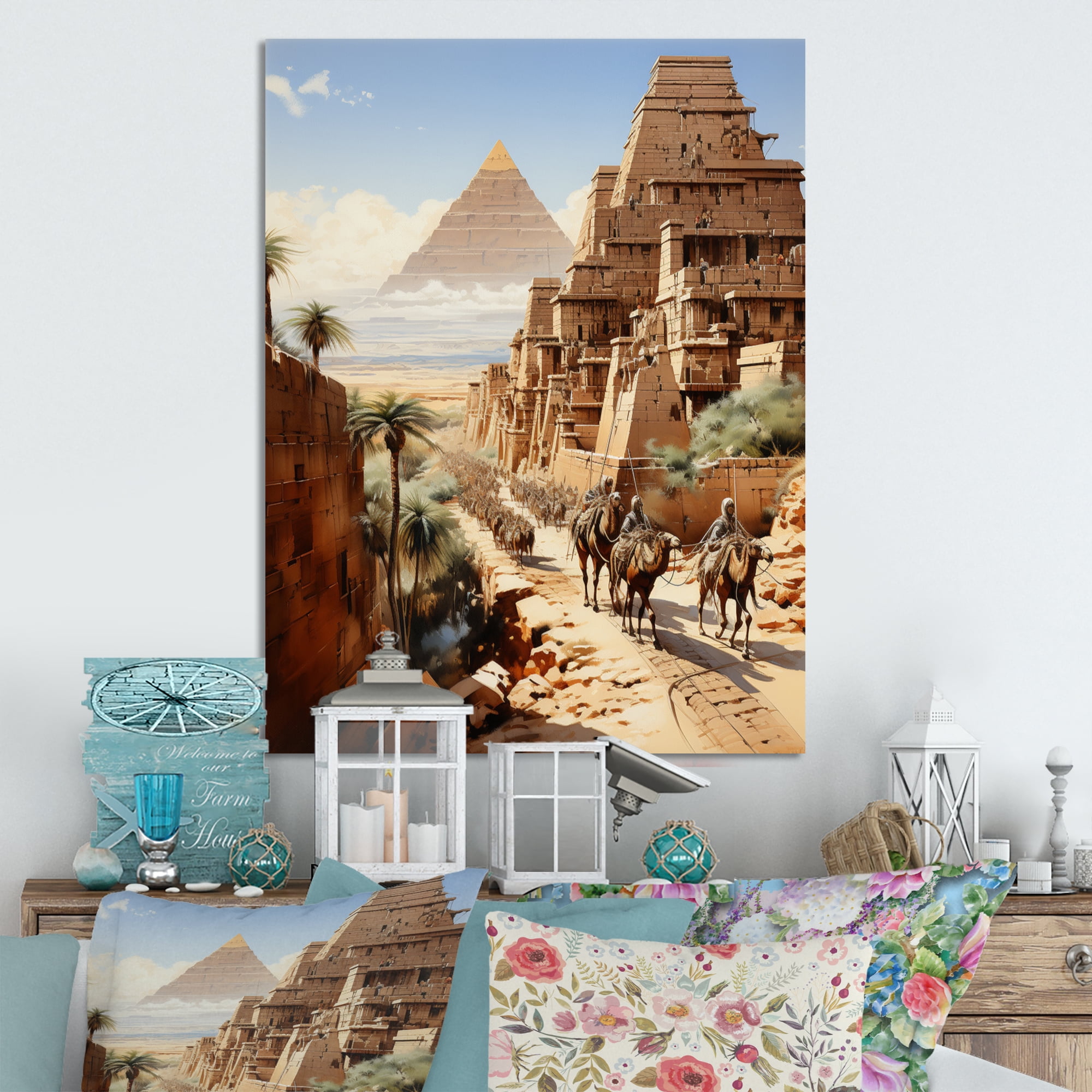 Designart "Journey of the Pharaohs in Egypt" Animals Metal Wall Decor ...