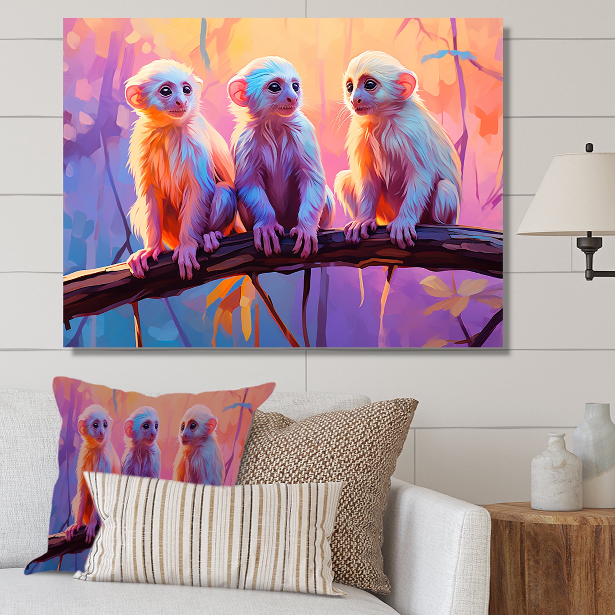Designart "Joyous Monkeys in the Jungle" Animals Wall Art - Modern ...