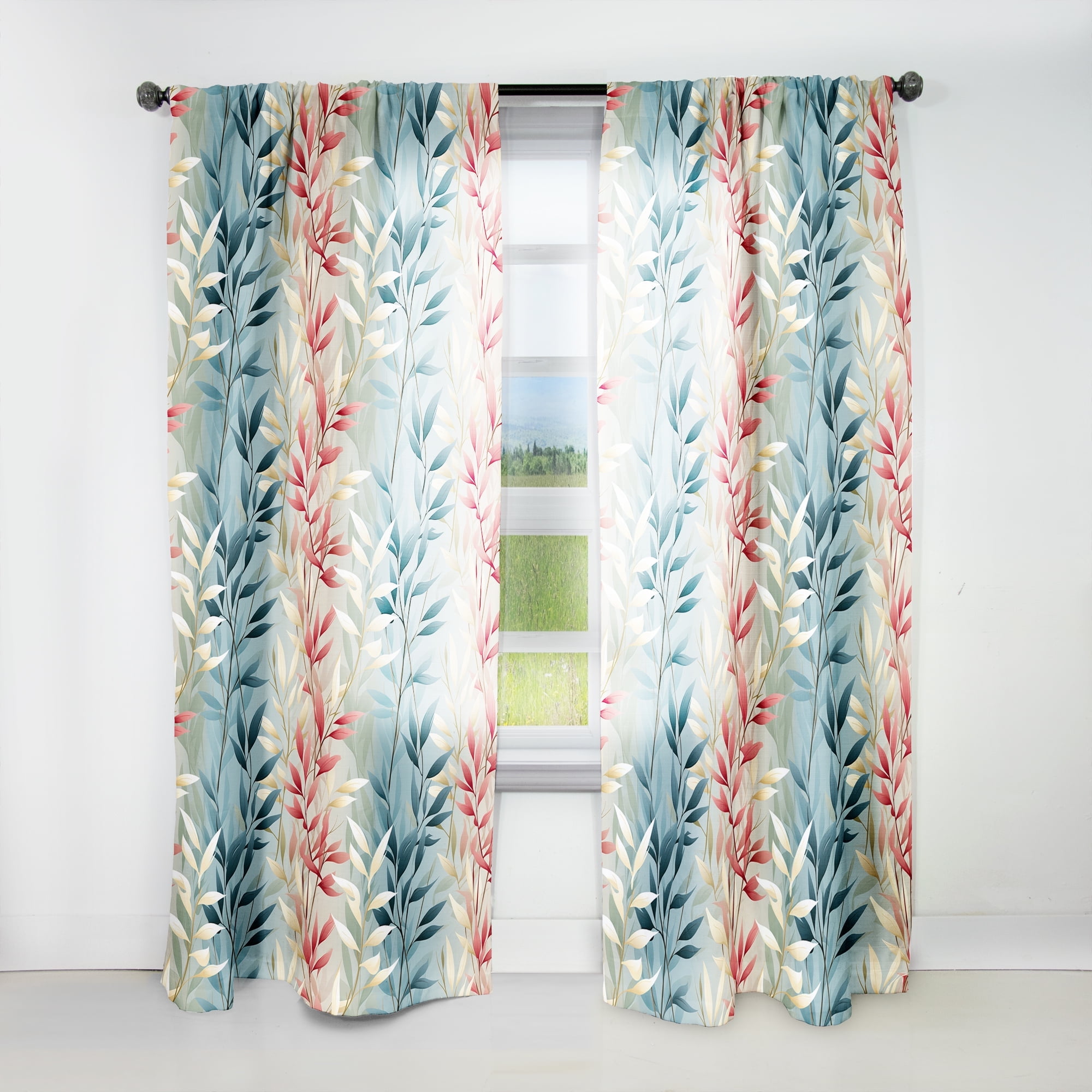 Designart "Jungle Harmony With Botanical Ferns" Botanical Curtain ...