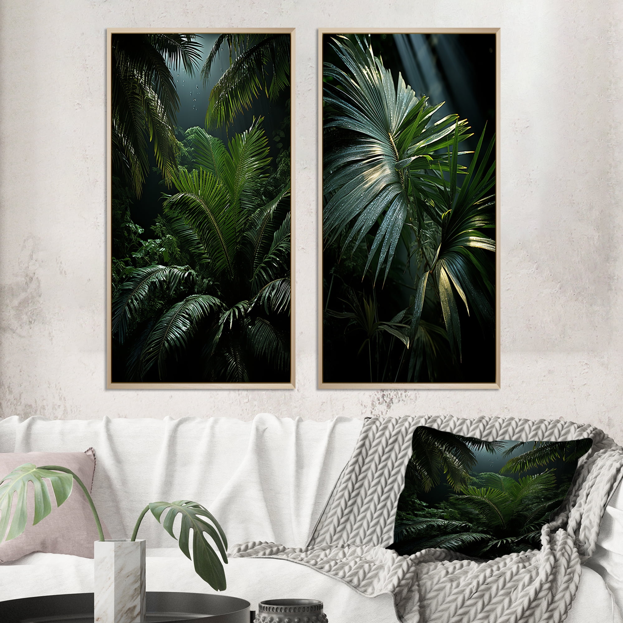 Designart "Jungle of Palm Trees II" Palms & Palm Trees Framed Wall Art ...
