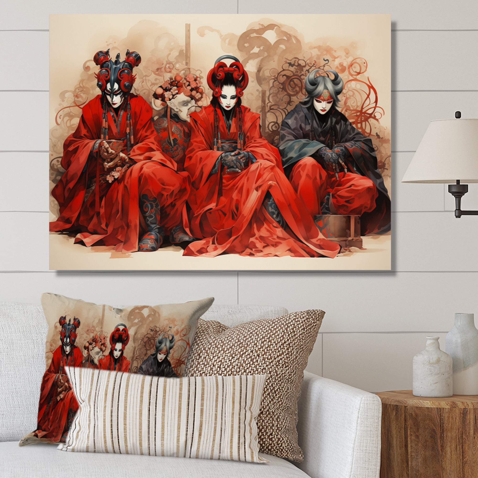 Designart "Kabuki Theatre Japon wall art IV" Japanese Canvas Wall Art - Walmart.com