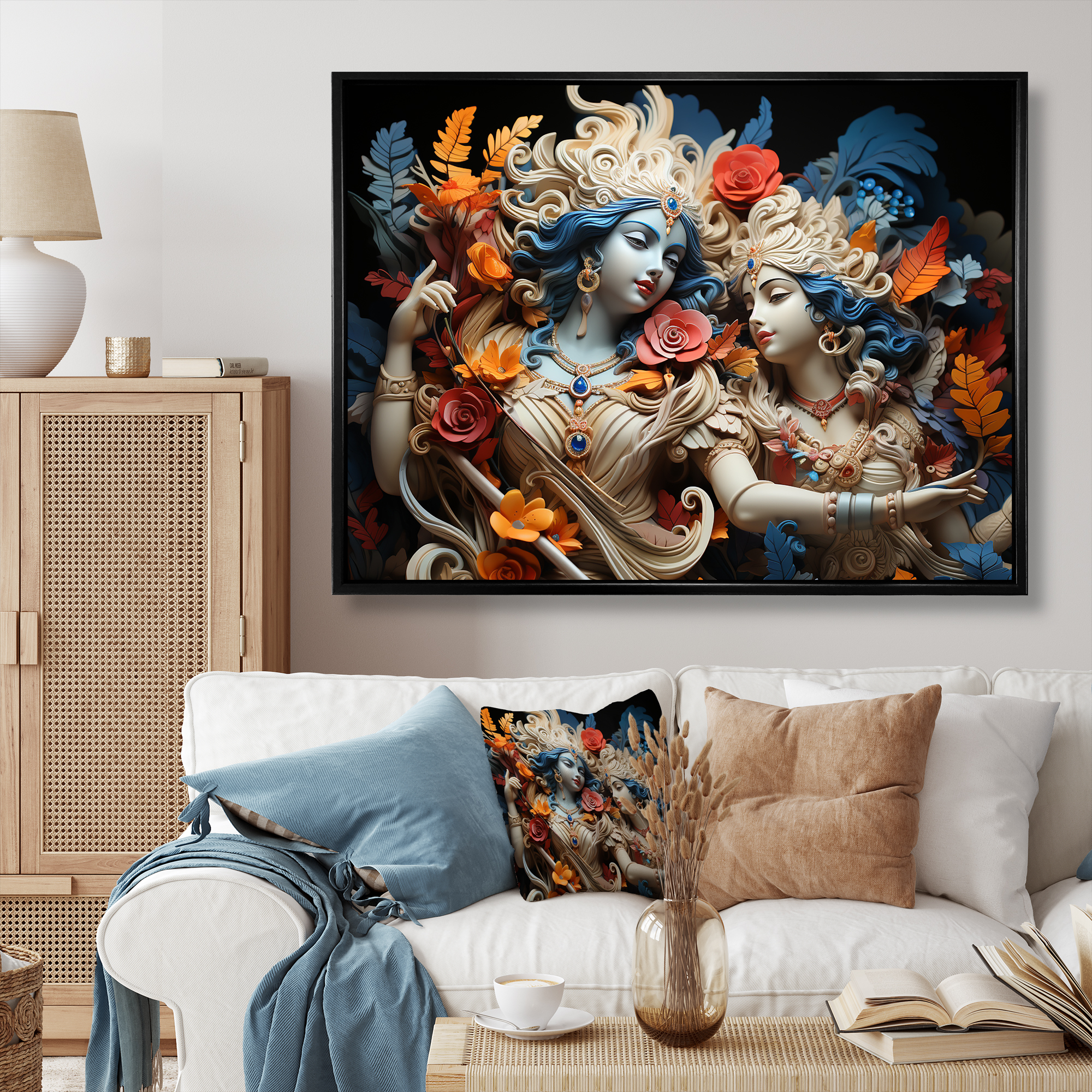 Designart "Khaki Garb Of Hinduism'S Krishna I" Hinduism Floater Framed ...