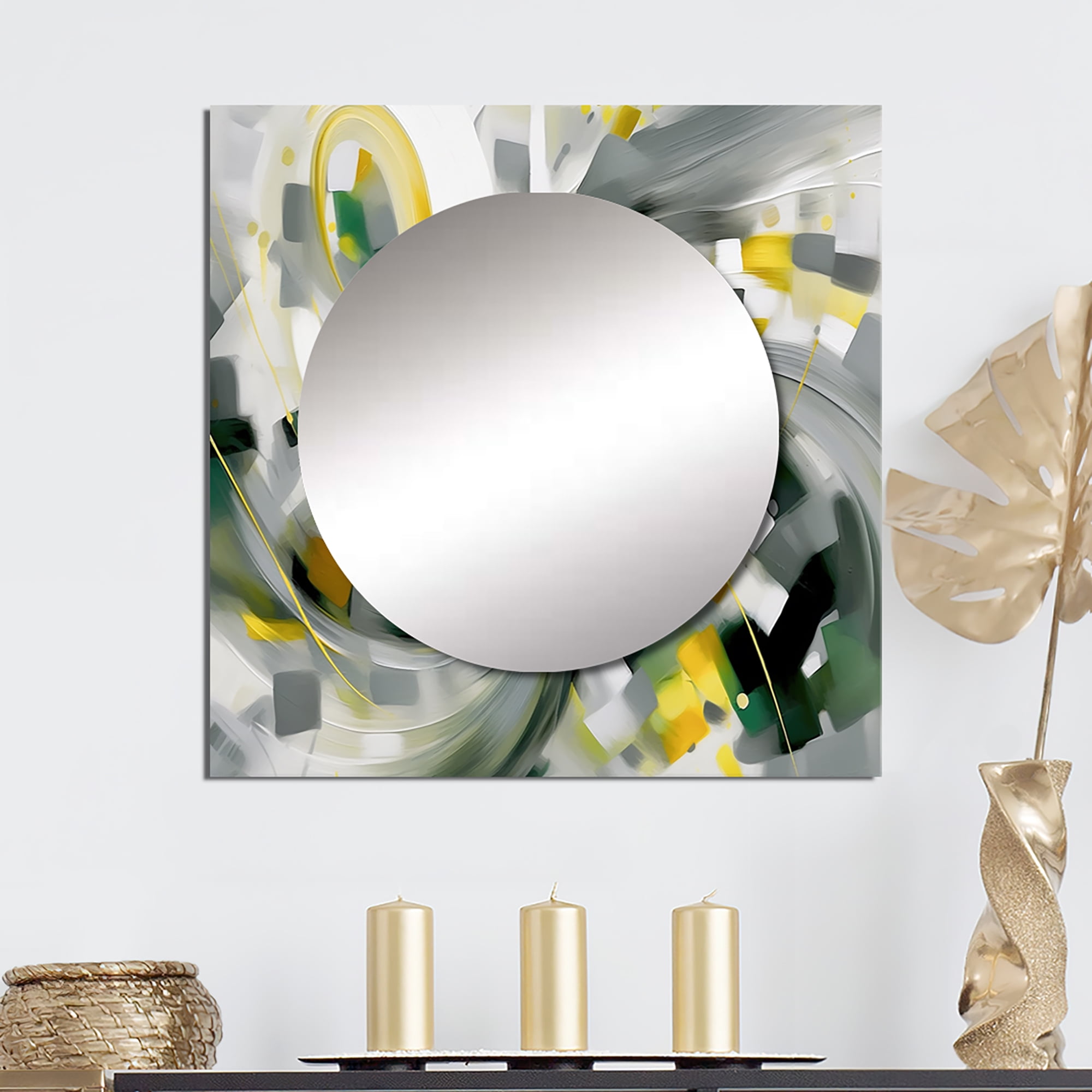 Designart "Kinetic Wave Art I" scandinavian Square Mirror For Wall ...