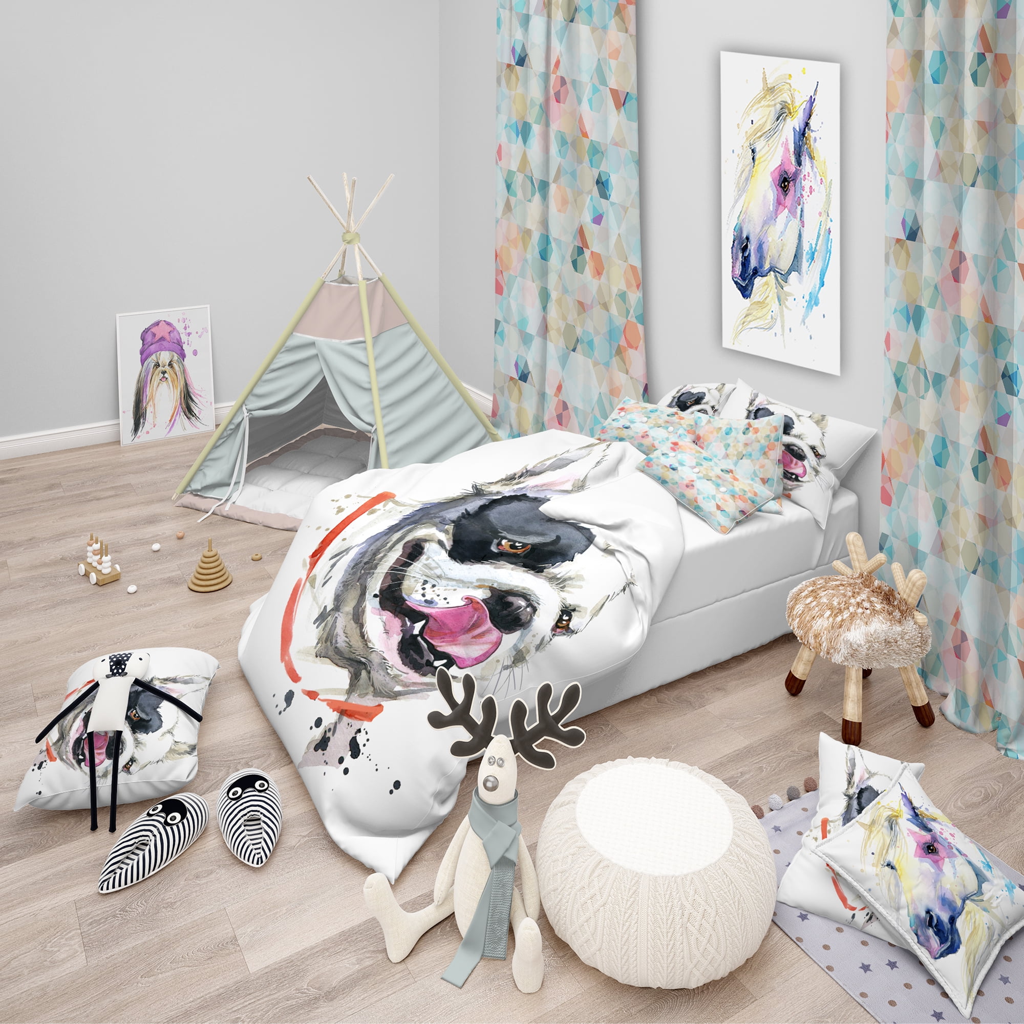 Designart 'Kiss French Bulldog Illustration' Modern & Contemporary ...