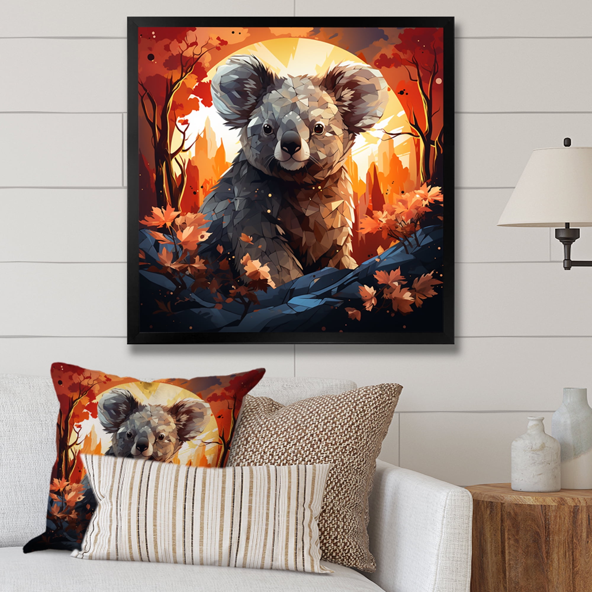 Designart "Koala at Fiery Sunset II" Animals Framed Wall Art Decor ...