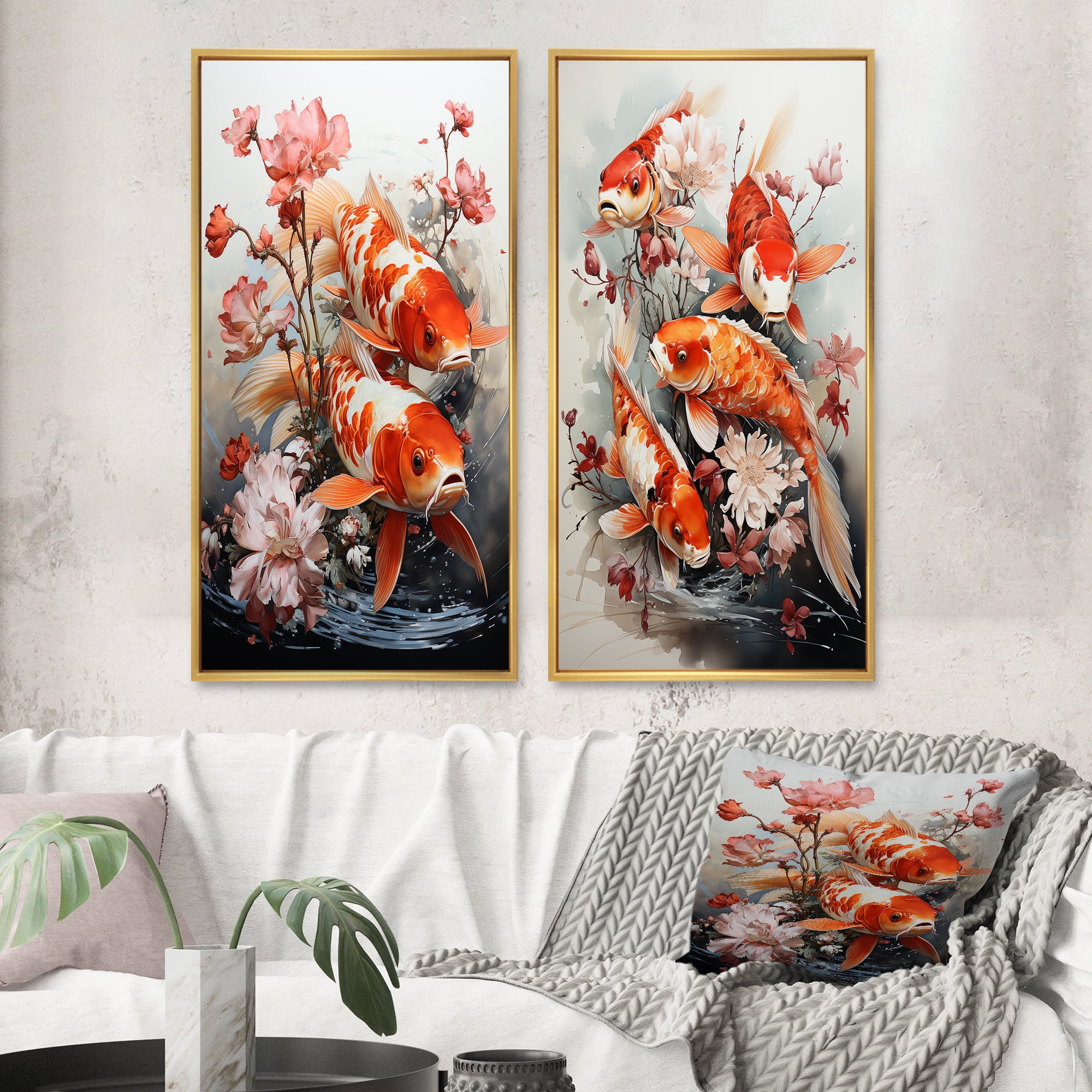 Designart "Koi Fish Fishing Contemporary wall art II" Hunting & Fishing ...