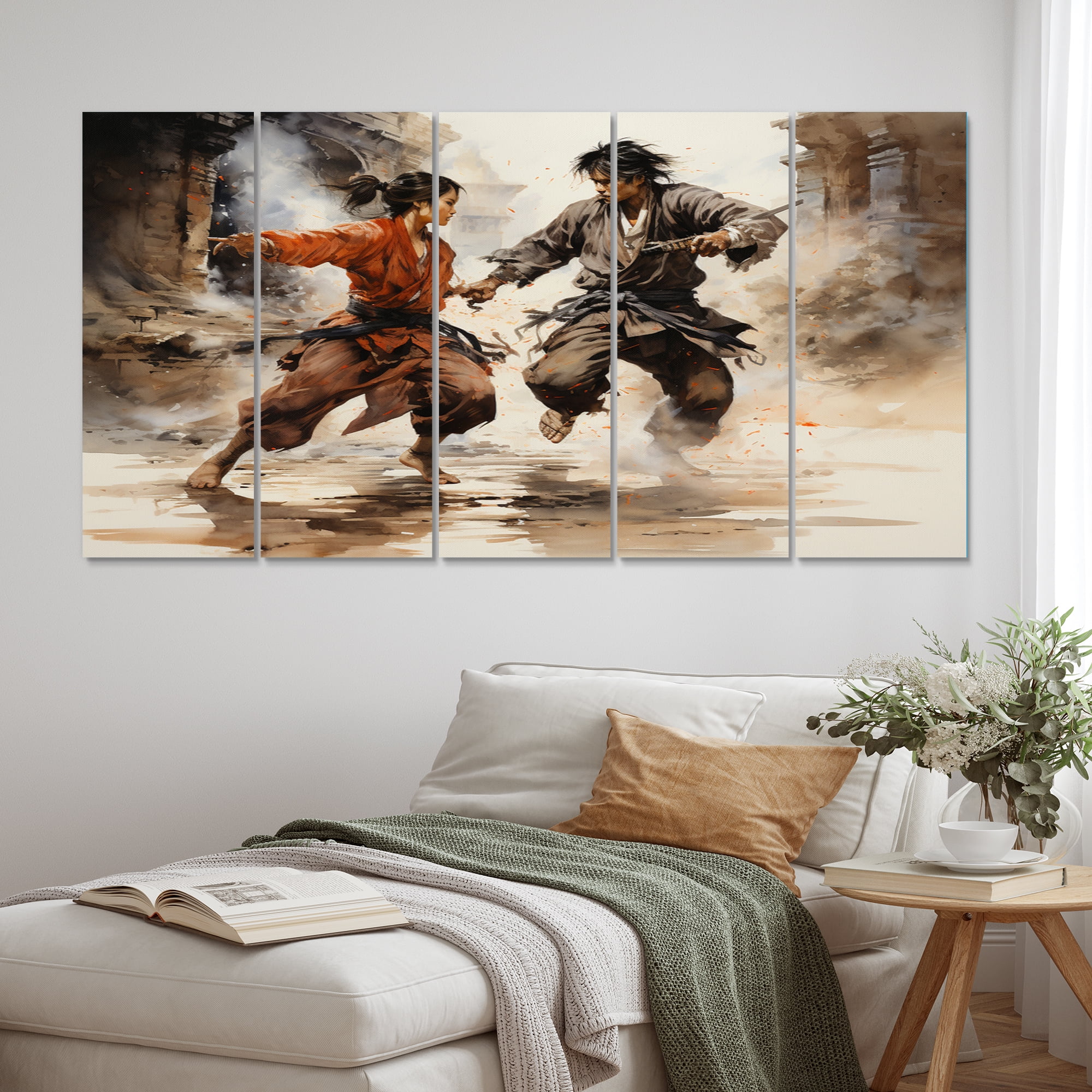 Designart "Kung Fu China Art painting I" Chinese Metal Wall Art Set ...