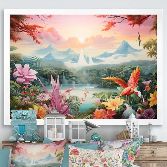 Designart "Lakefront Allure Birds Of Paradise" Birds Of Paradise ...
