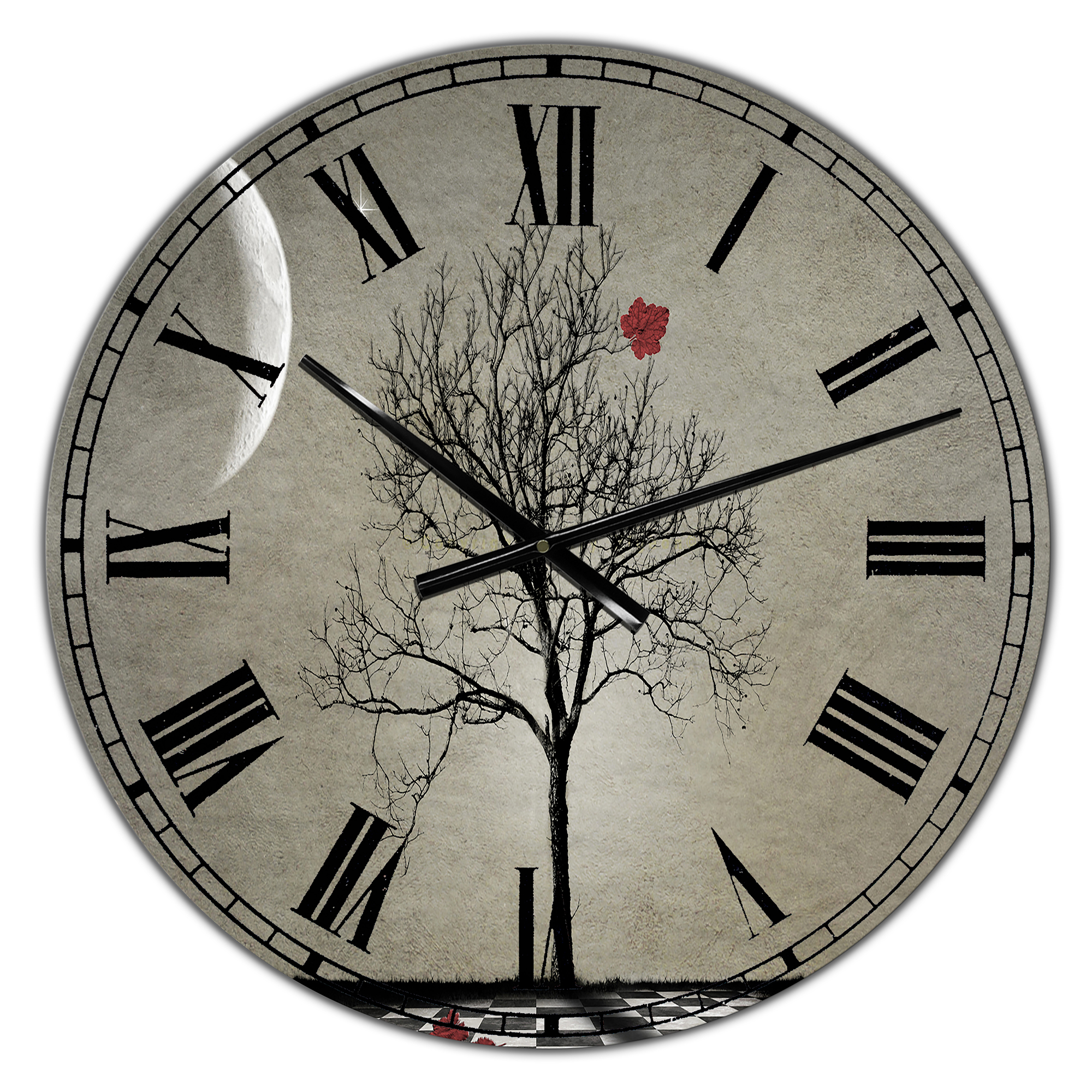 Designart Large Black Analog Round Cottage Wall Clocks, CLM25110-C23 ...