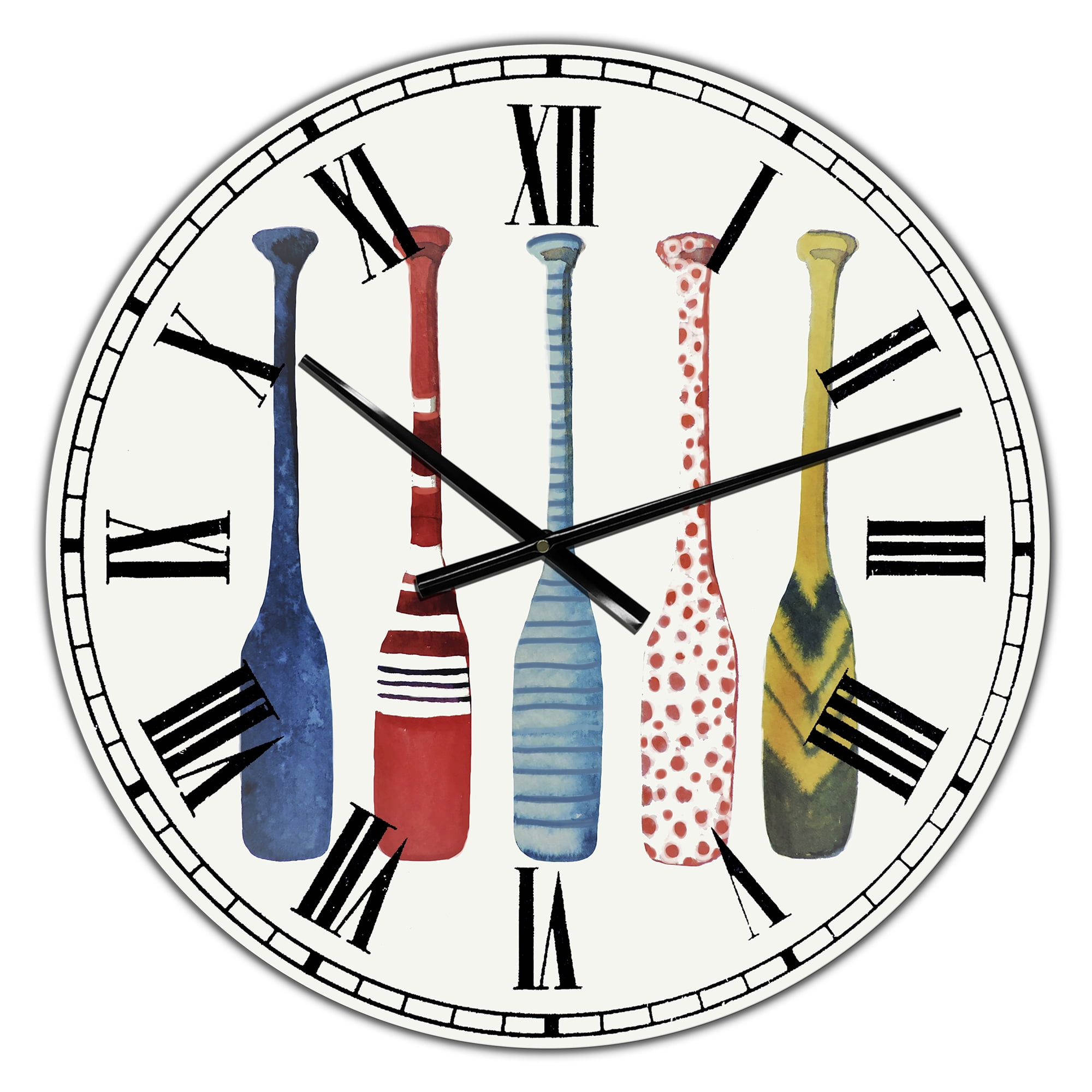 Designart Large Off-White Analog Round Lake House Wall Clocks, CLM25936 ...