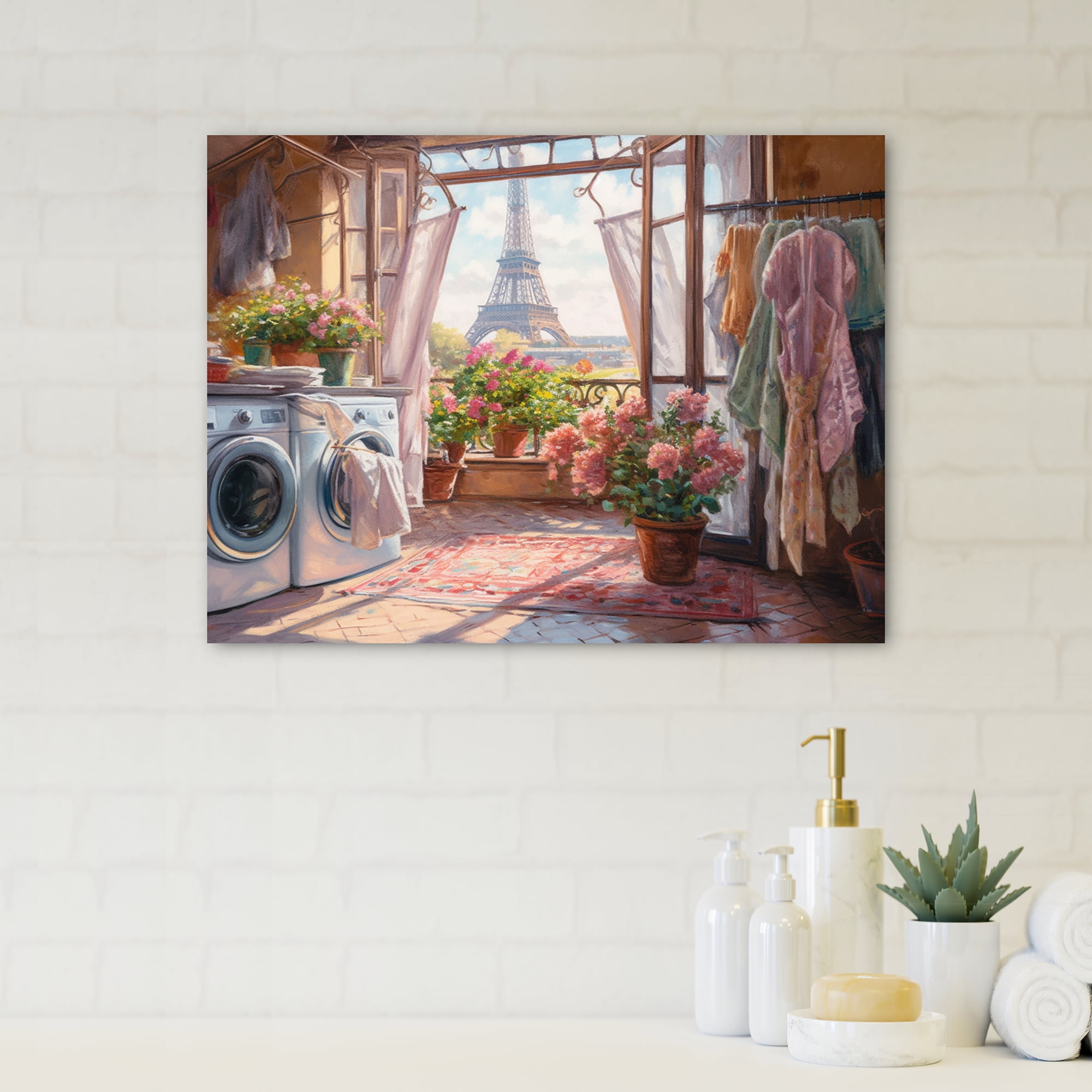 Designart "Laundry Room With A View Of The Eiffel Tower III" Laundry ...
