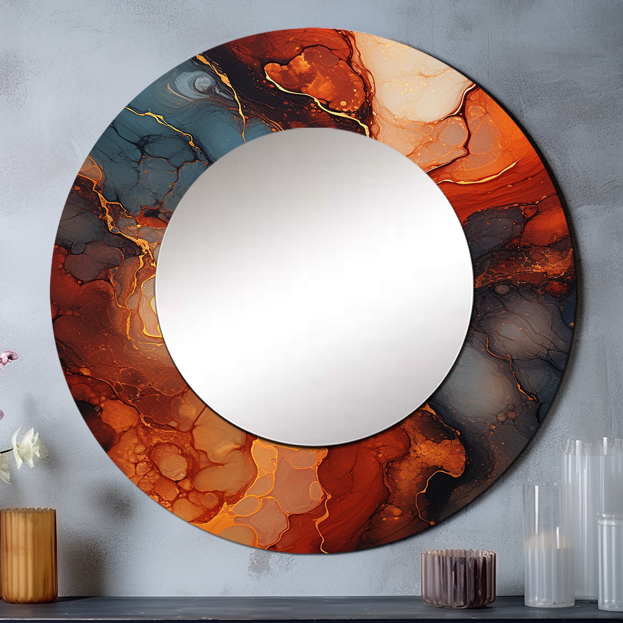 Designart "Lava Inspiration Fiery Glow I" Abstract Liquid Ink Orange ...