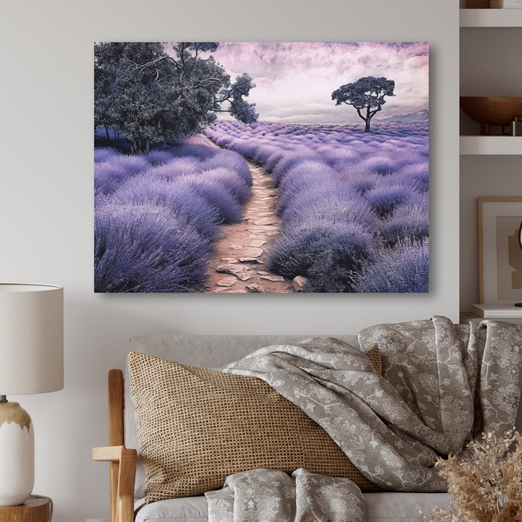 Designart "Lavender Hues Bringing Calmness II" Lavender Metal Art ...