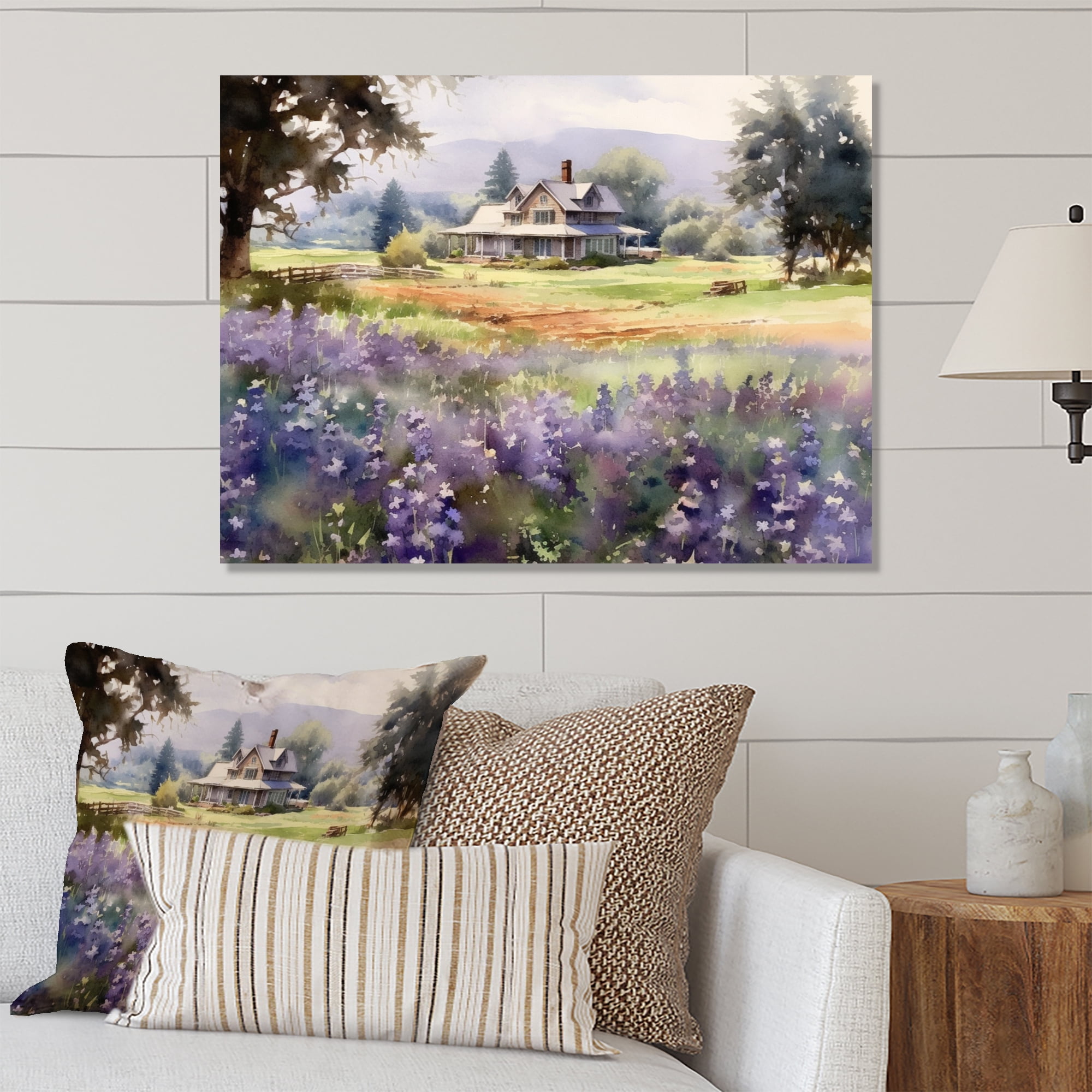 Designart "Lavender Hues Bringing Calmness IV" Landscapes Metal Wall ...