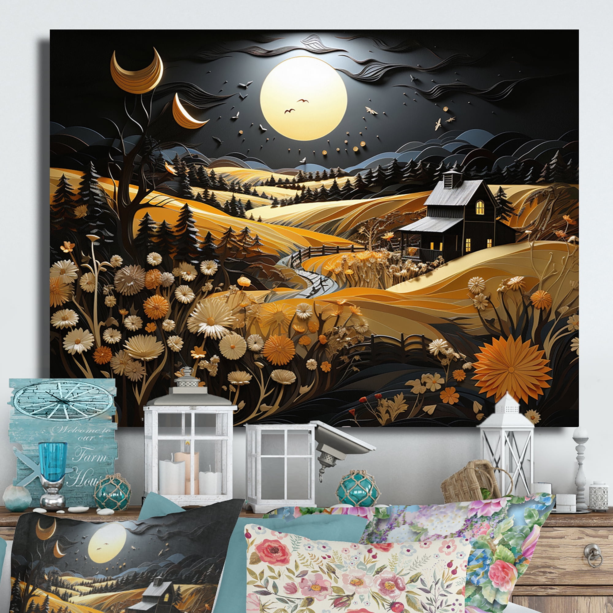 Designart "Legacy of the Country Barn in Papercut II" Farmhouse Metal ...