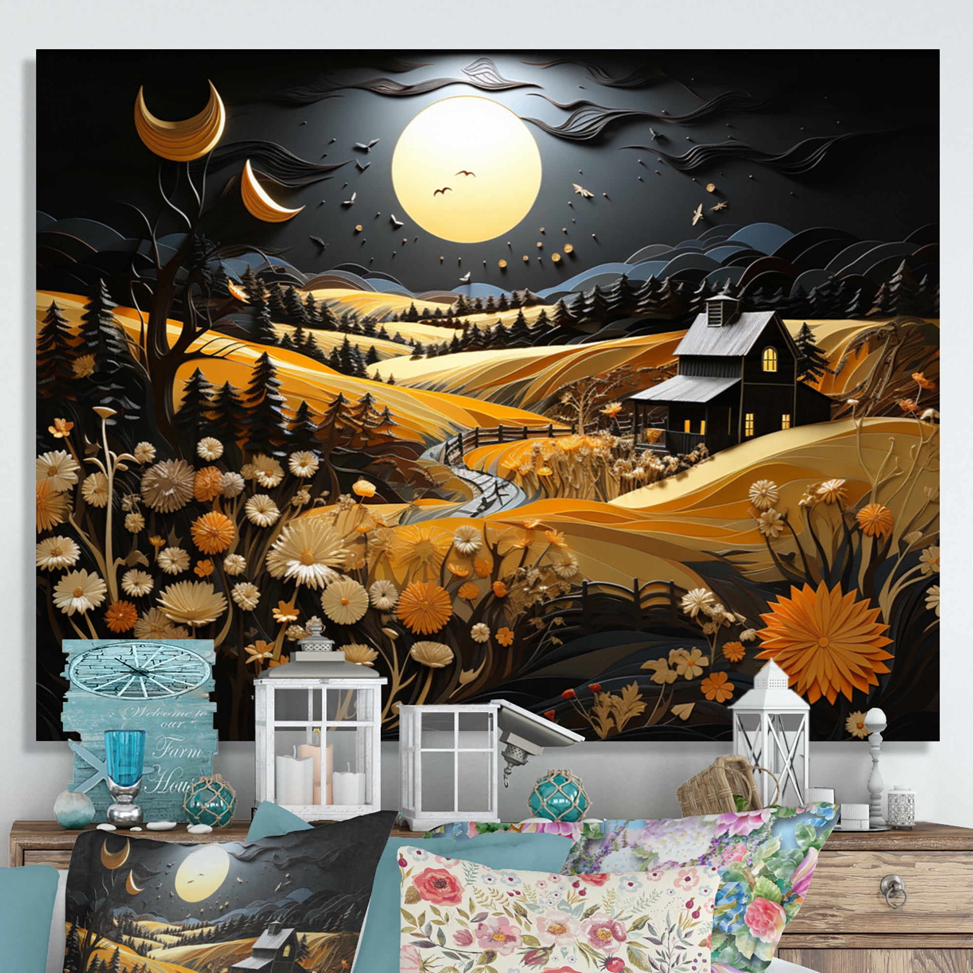 Designart "Legacy of the Country Barn in Papercut II" Farmhouse Wall ...