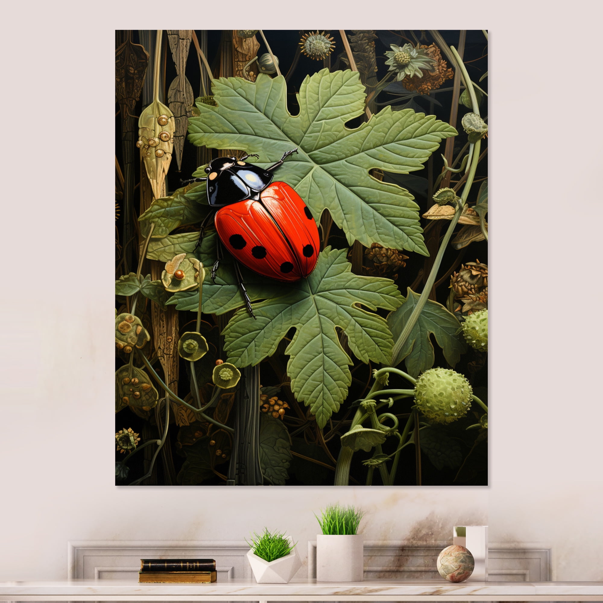 Designart "Leisurely Time with Ladybugs" Ladybug Metal Art Print ...