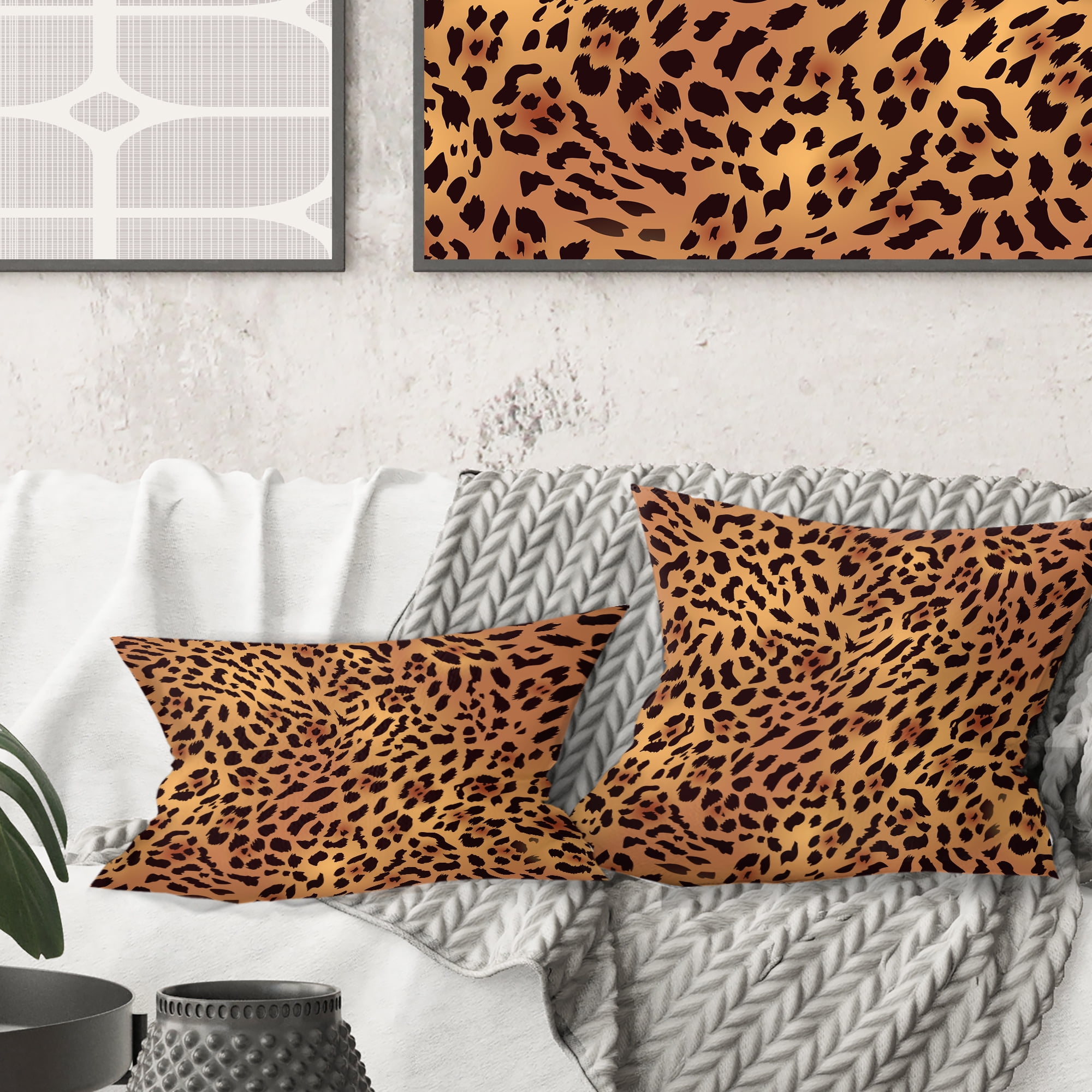 Designart Leopard Fur Safari III' Mid-Century Modern Throw Pillow ...