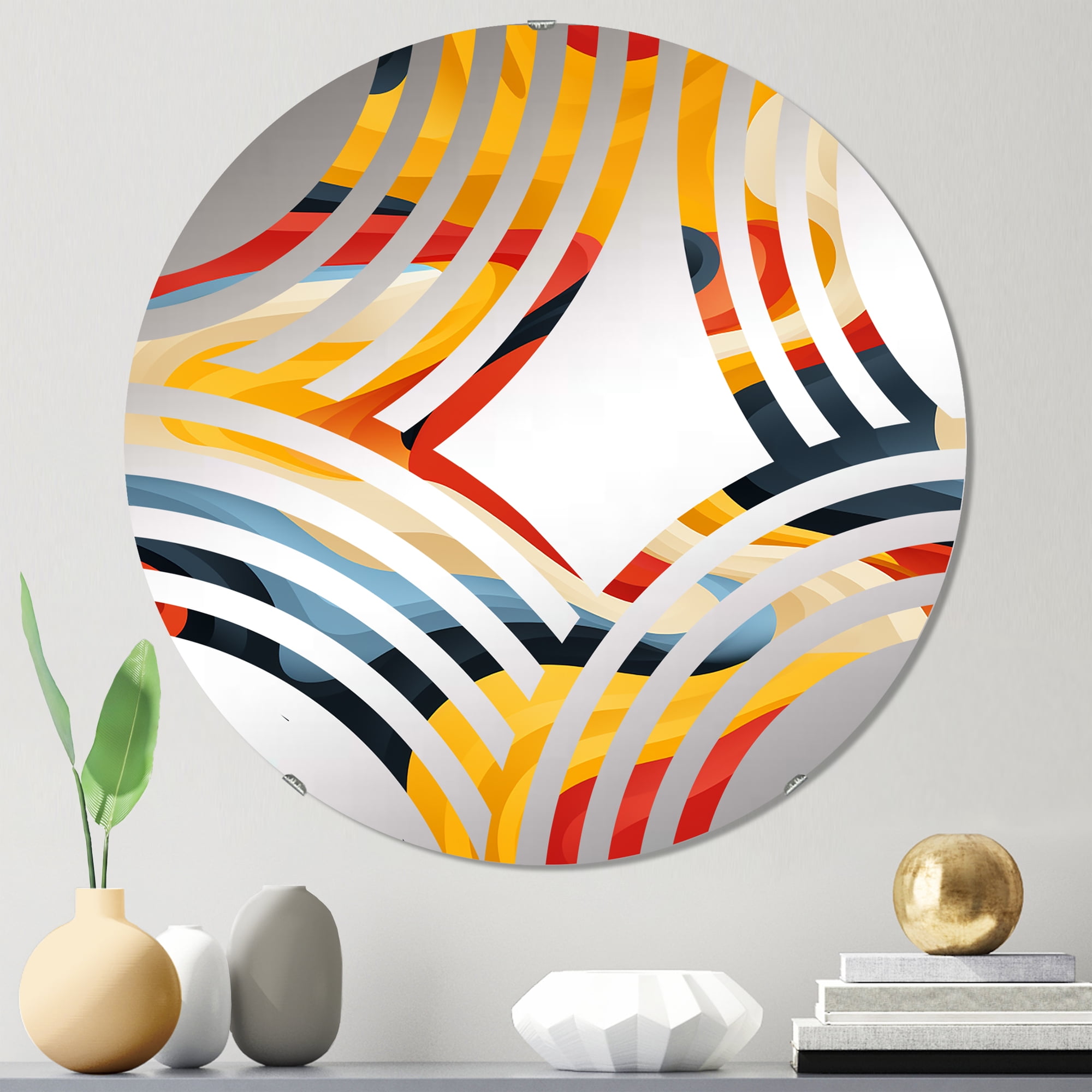 Designart "Lichtenstein Style Lines in Yellow and Red Pop Art II ...