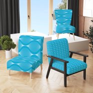 Grandee Club Chair with Swivel, Ocean Blue and White Coastal Pattern ...