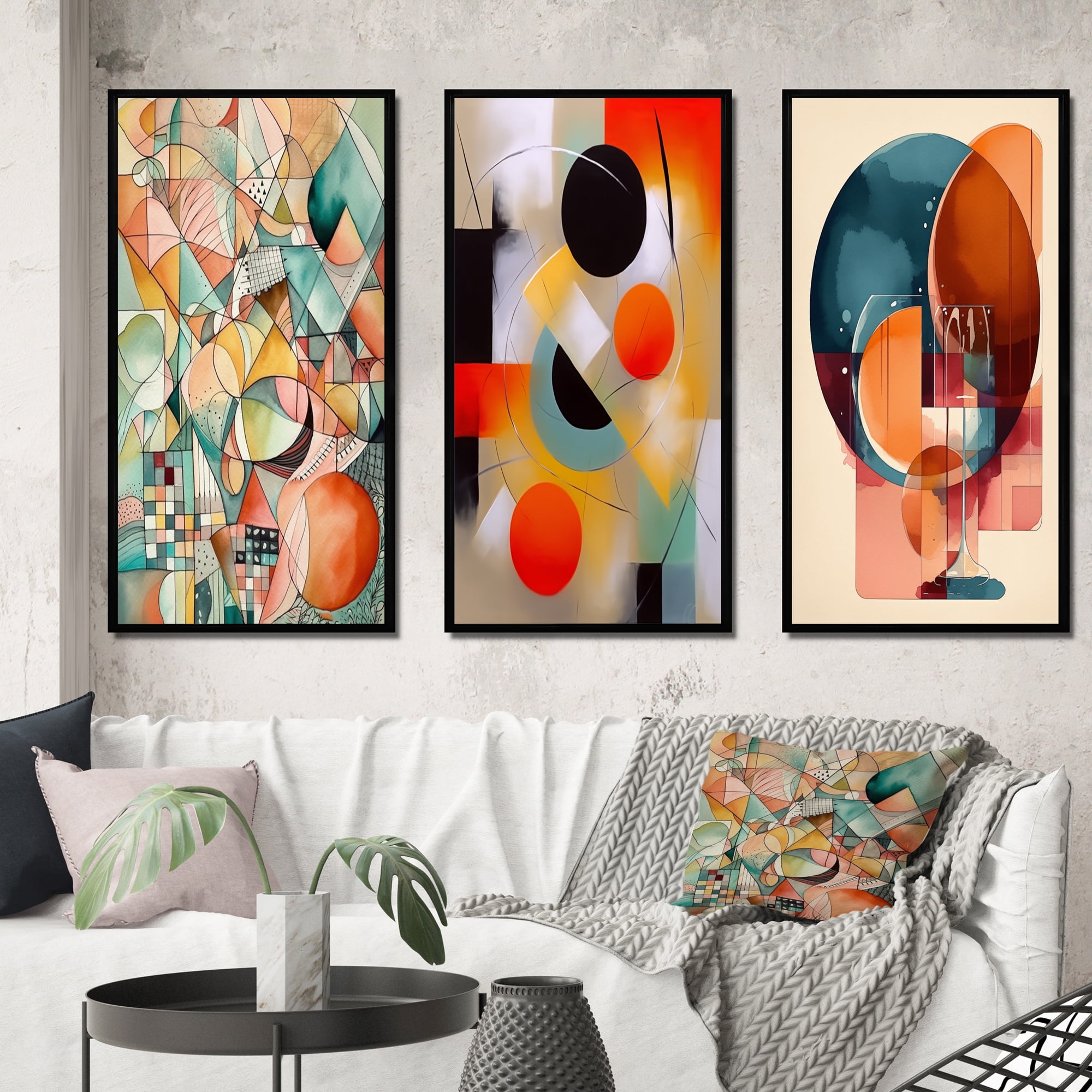 Designart "Light s Geometric Dance IV" Modern Geometric Framed Wall Art ...