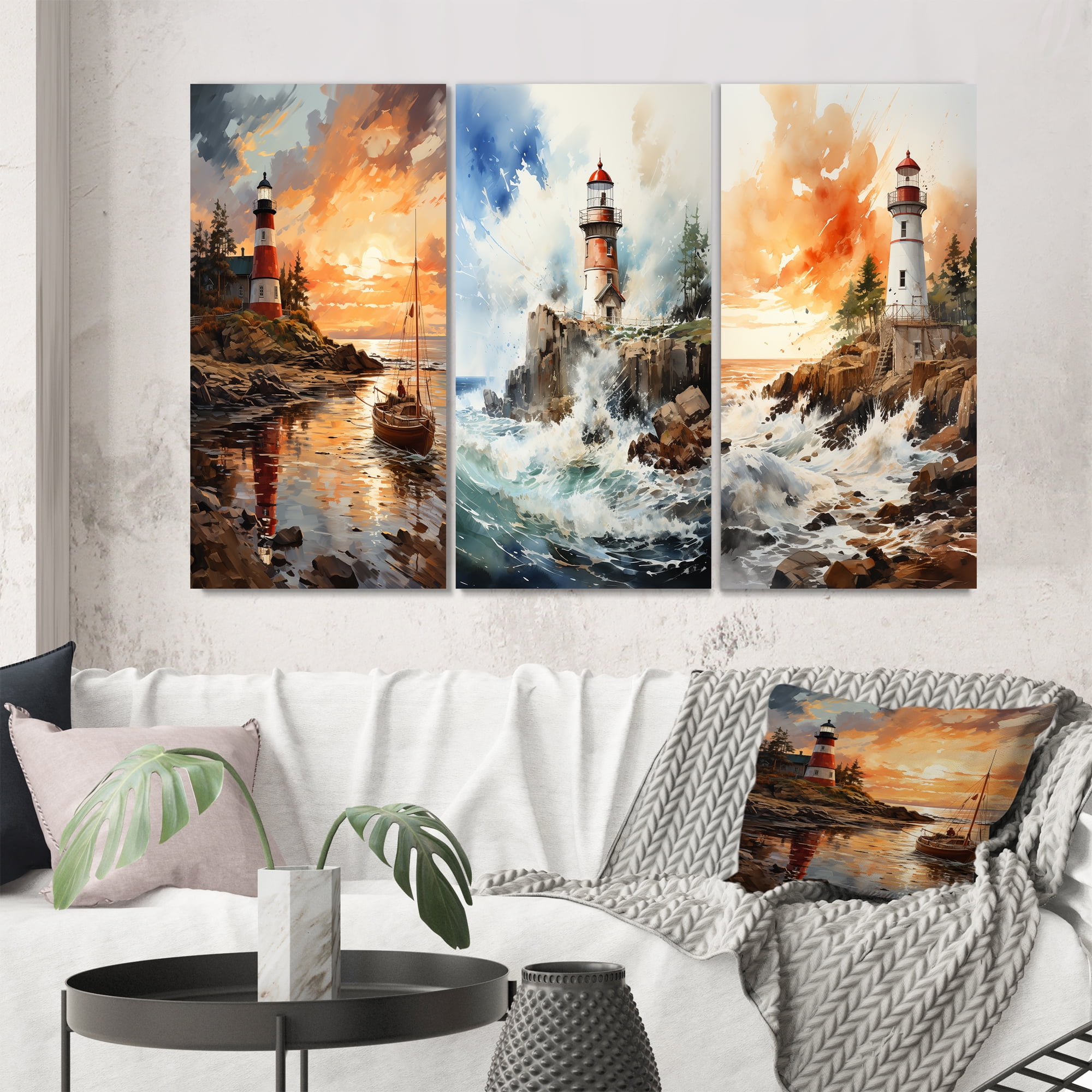 Designart "Lighthouses by the Cliffside I" Nautical & Beach Wall Art ...