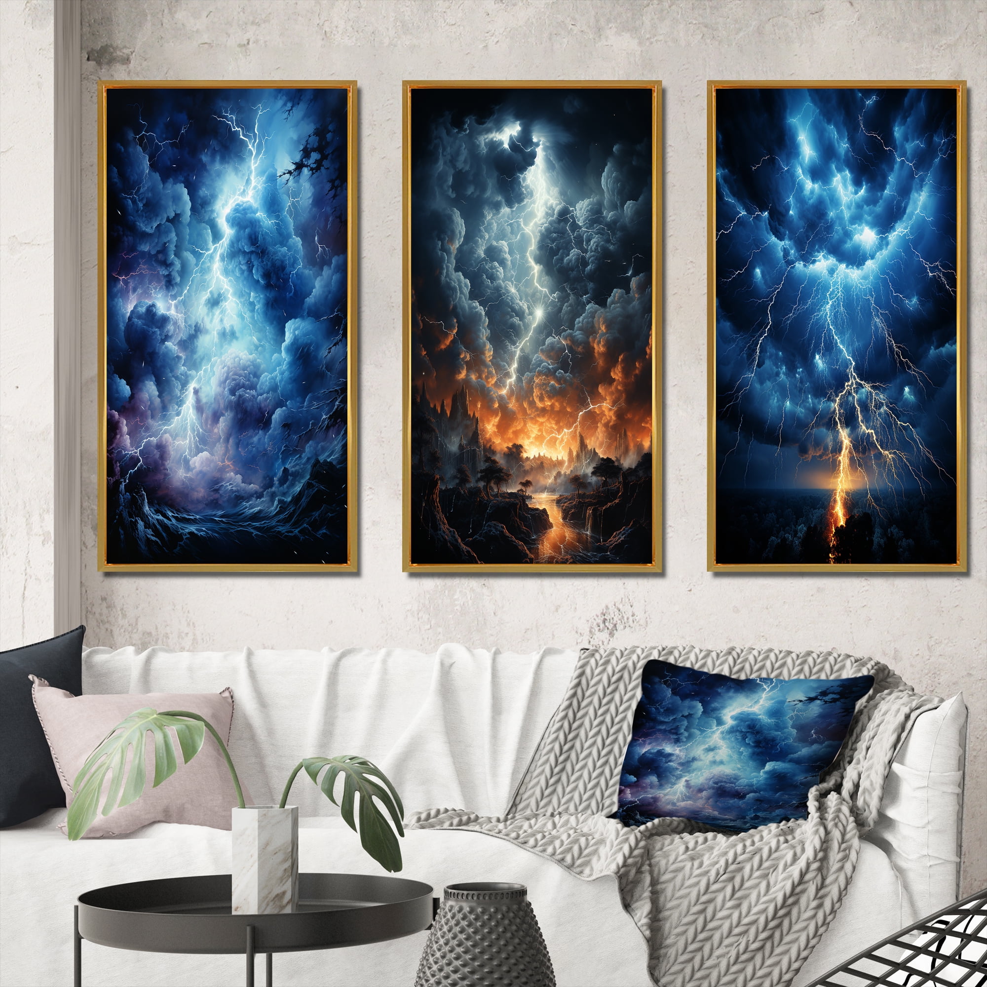 Designart "Lightning Electric Euphony II" Landscape & Nature Framed ...