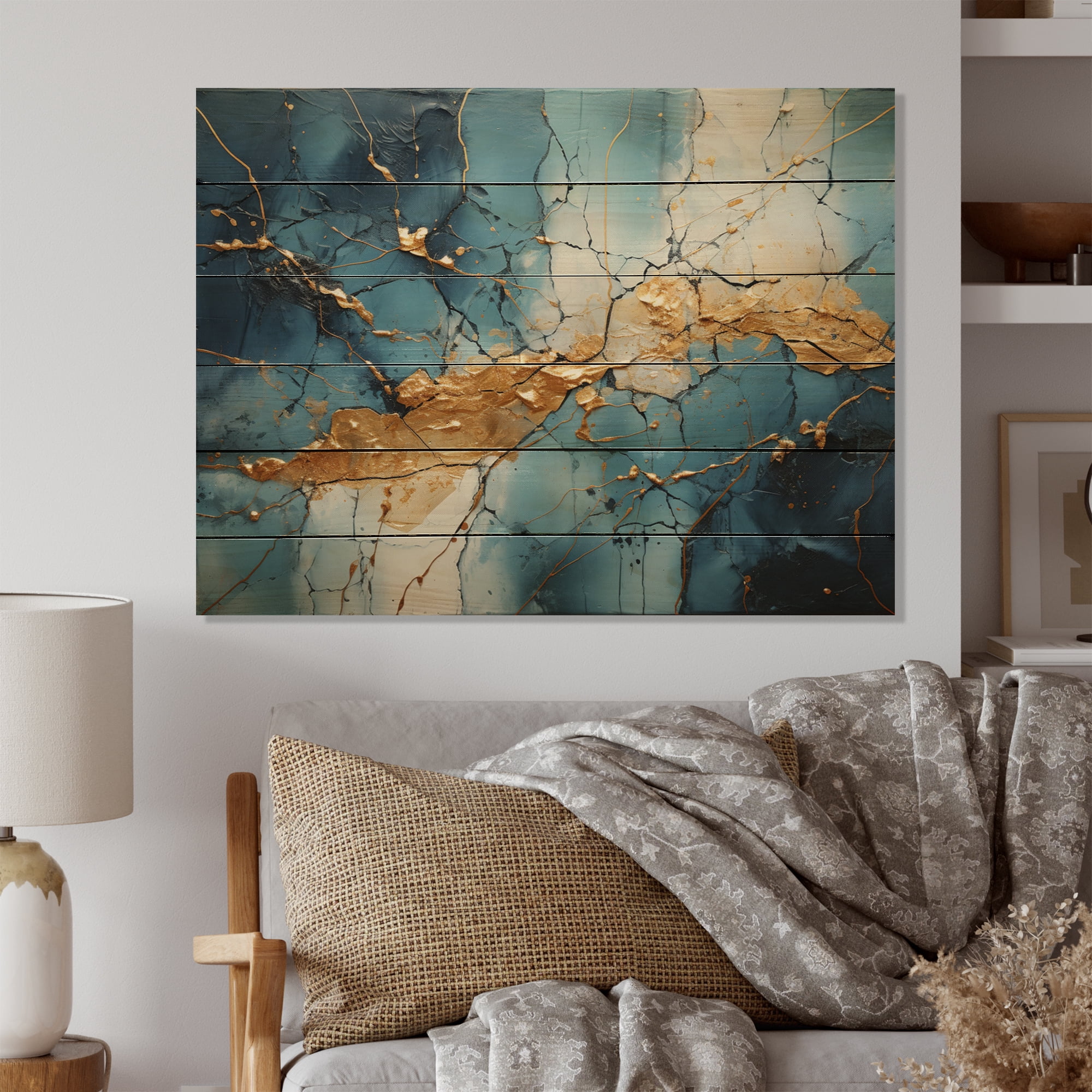 Designart "Lightning Electric Veins Collage I" Modern Print on Natural ...