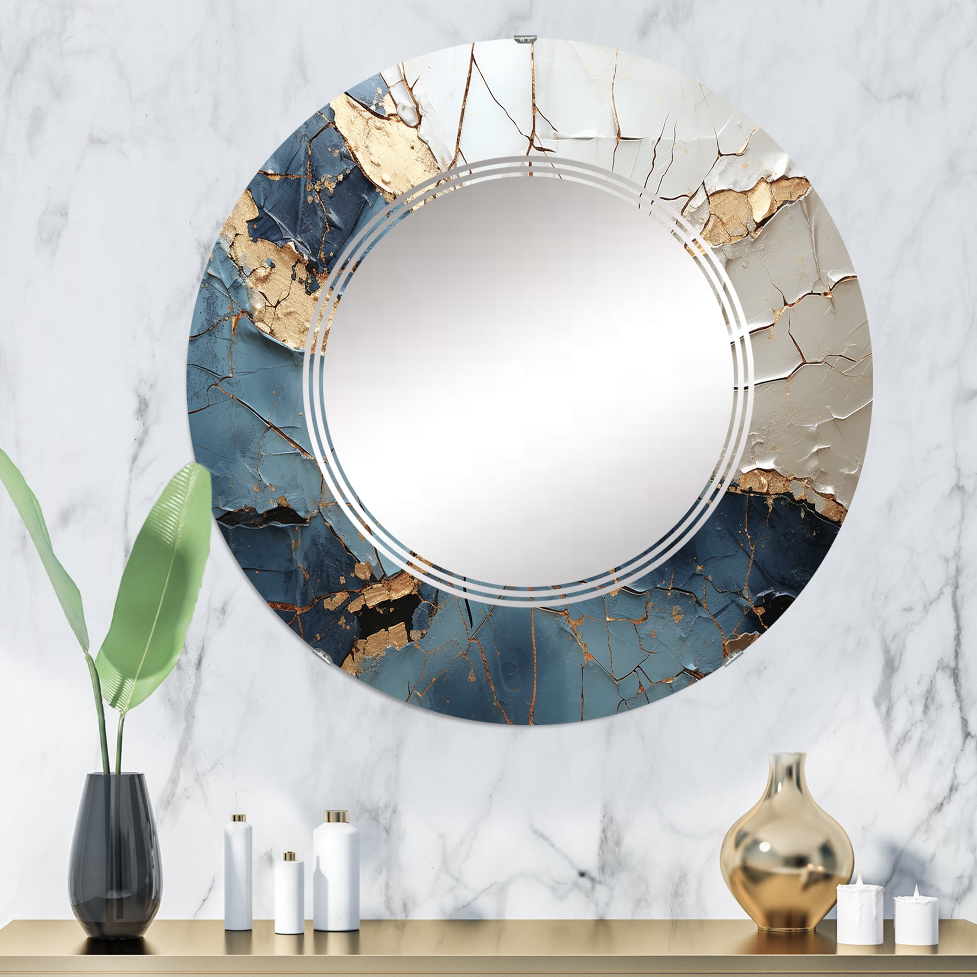 Designart "Lightning Electric Veins Collage II" Modern Round Wall ...