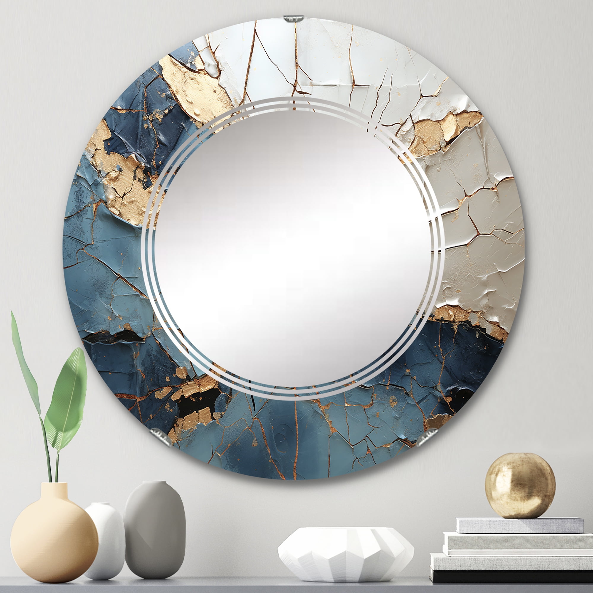 Designart "Lightning Electric Veins Collage II" Modern Round Wall ...