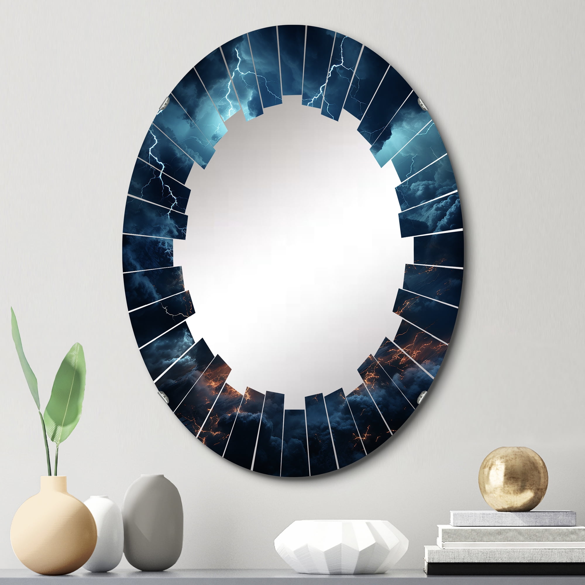 Designart "Lightning delicate Lightning II" Landscapes Round Wall ...