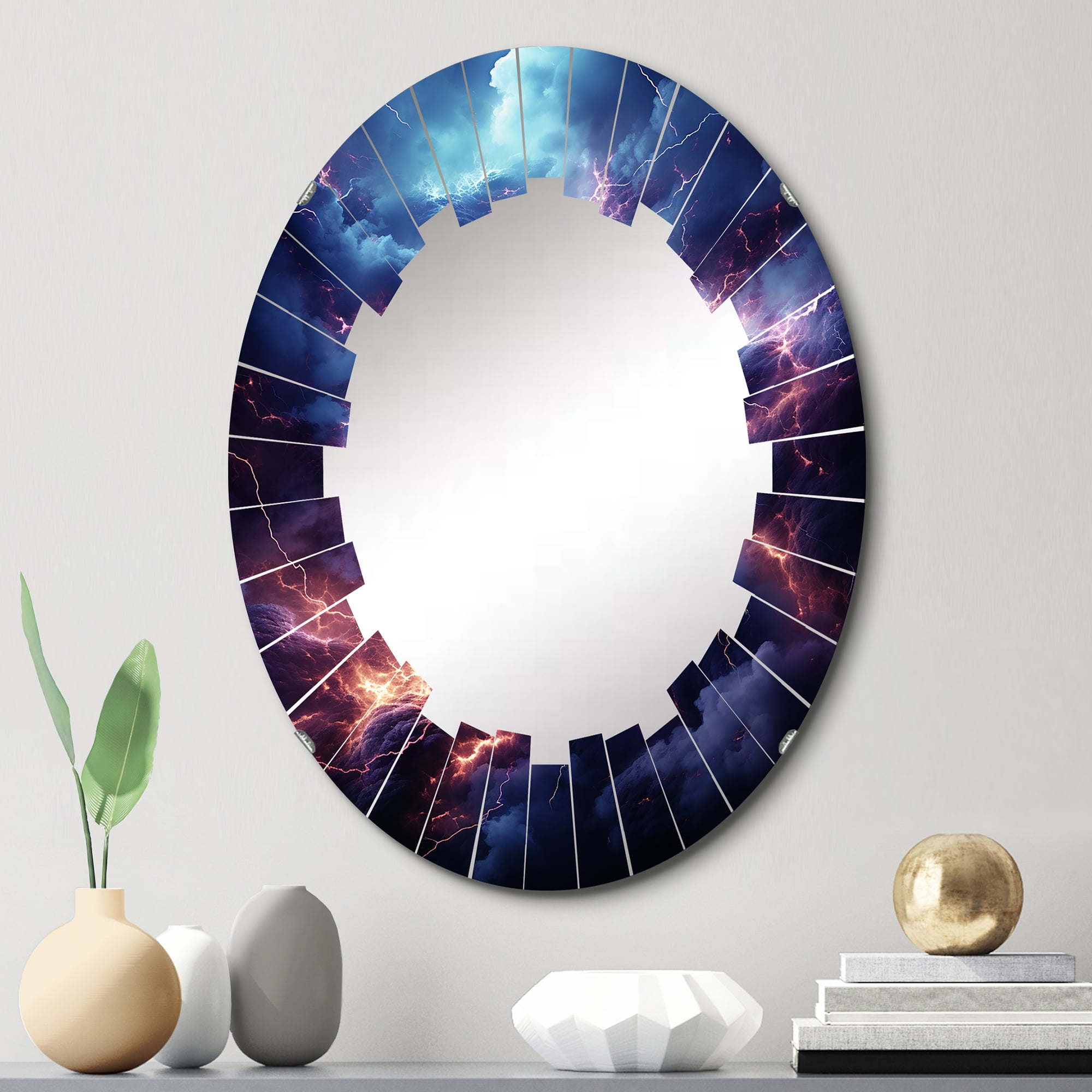 Designart "Lightning delicate Lightning III" Landscapes Round Wall ...