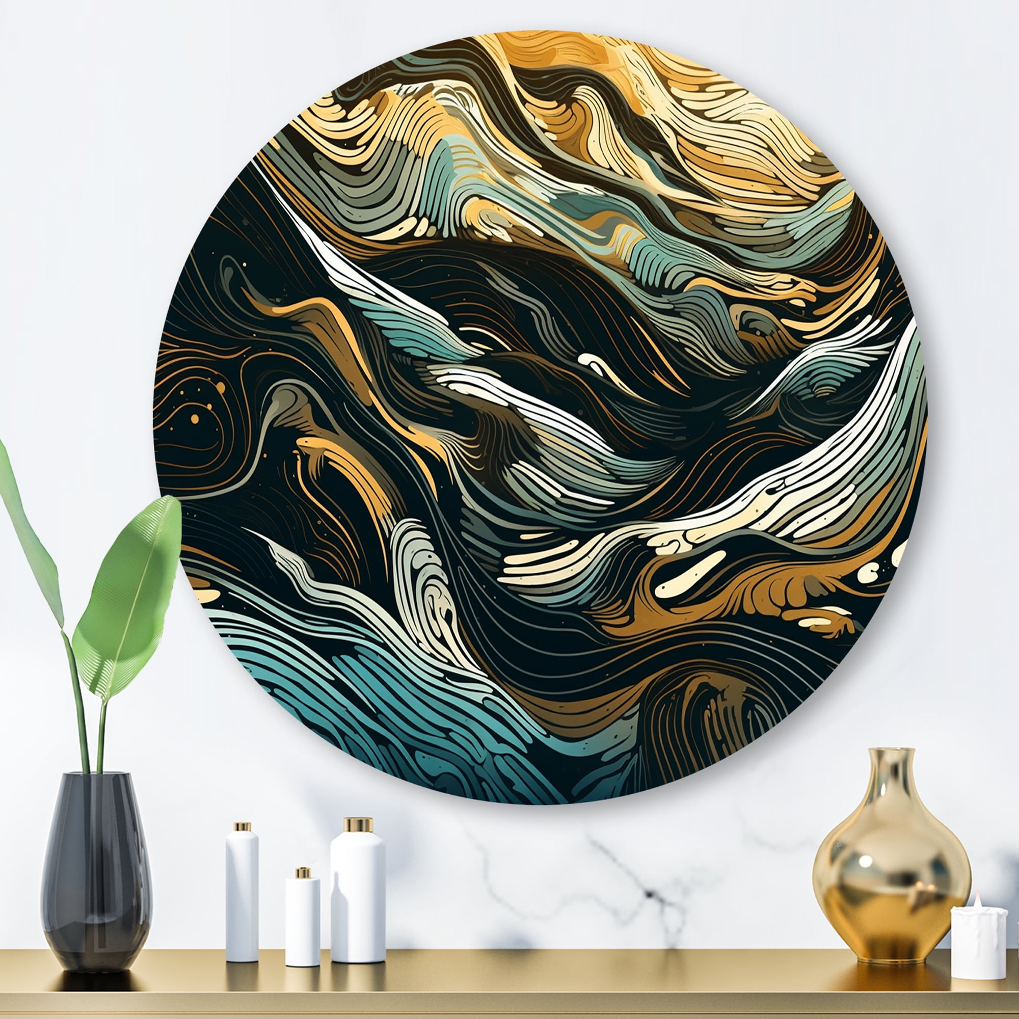 Designart "Line Exploration in Abstraction I" Minimalism Line Art Metal ...