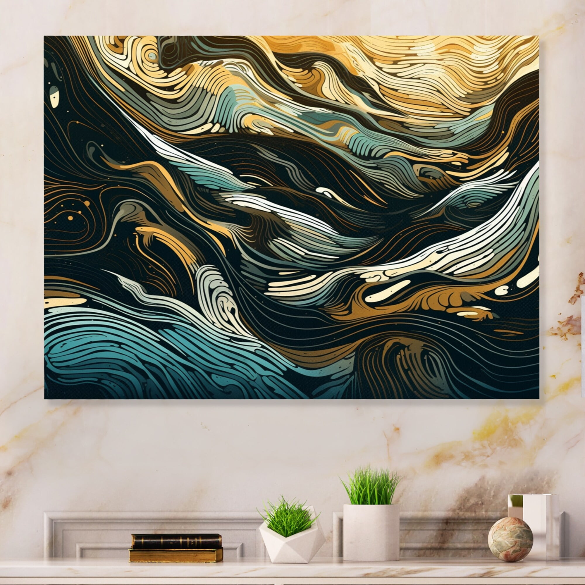 Designart "Line Exploration in Abstraction I" Minimalism Line Art Metal ...