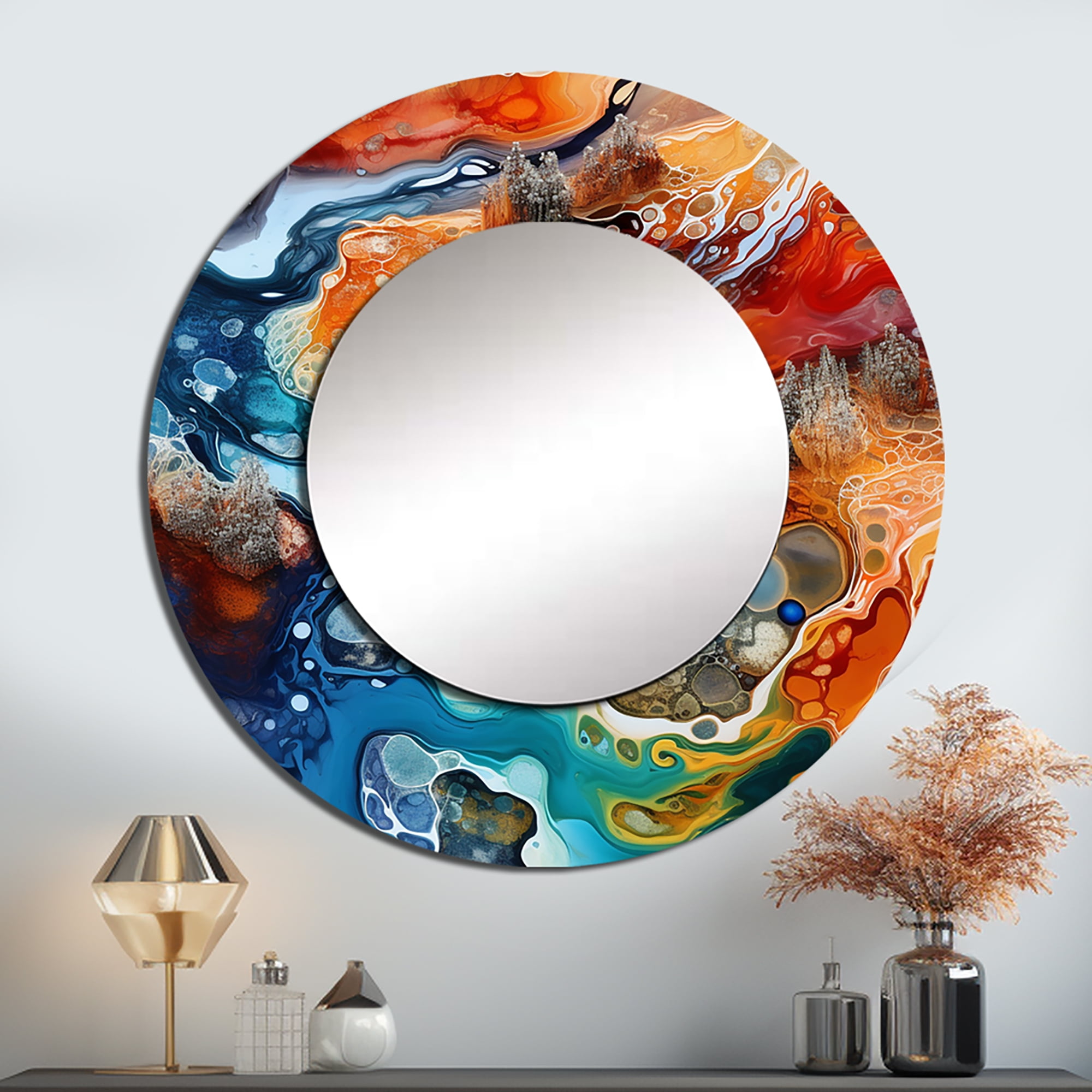 Designart "Liquid Art: Blue and Brown Geyser I" Abstract Shapes Blue ...