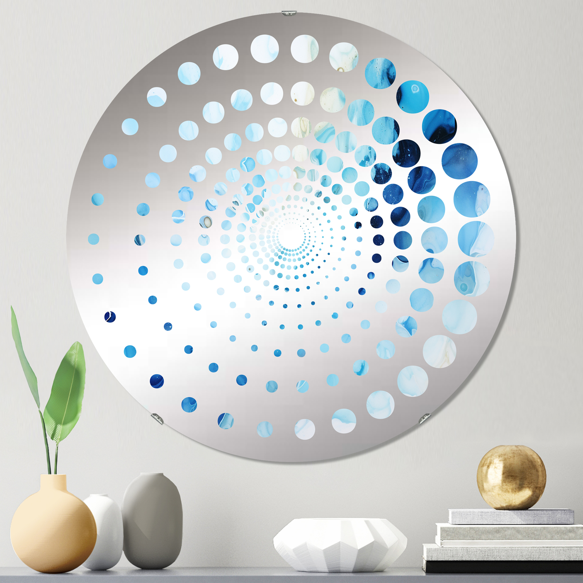 Designart "Liquid Ink of Ocean in Blue and White I" Abstract Shapes ...