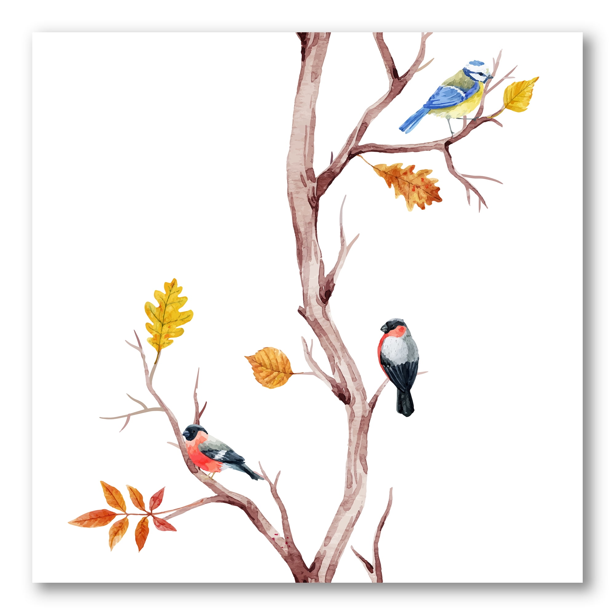 Designart ' Little Birds Sitting On The Tree Branches IV ' Traditional ...