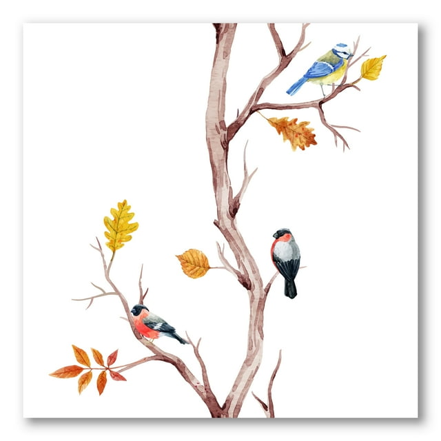 Designart ' Little Birds Sitting On The Tree Branches IV ' Traditional ...